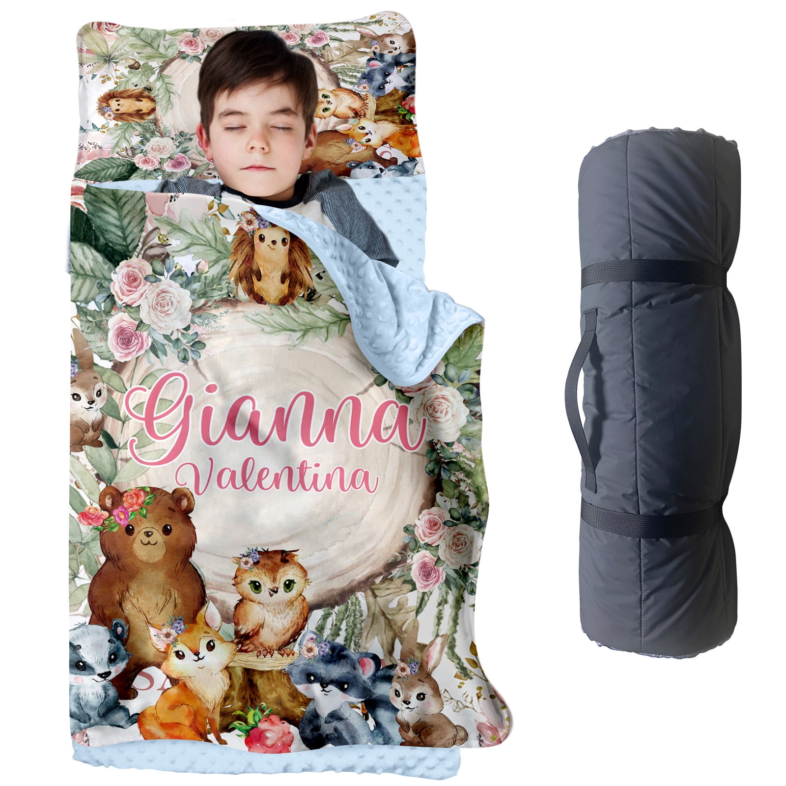 KAINSY Custom Toddler Nap Mat, Baby Animal Sleep Bag with Pillow ...