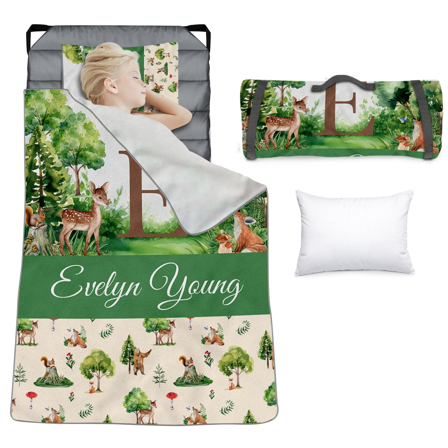 KAINSY Custom Toddler Nap Mat for Preschool, Personalized Name Forest ...