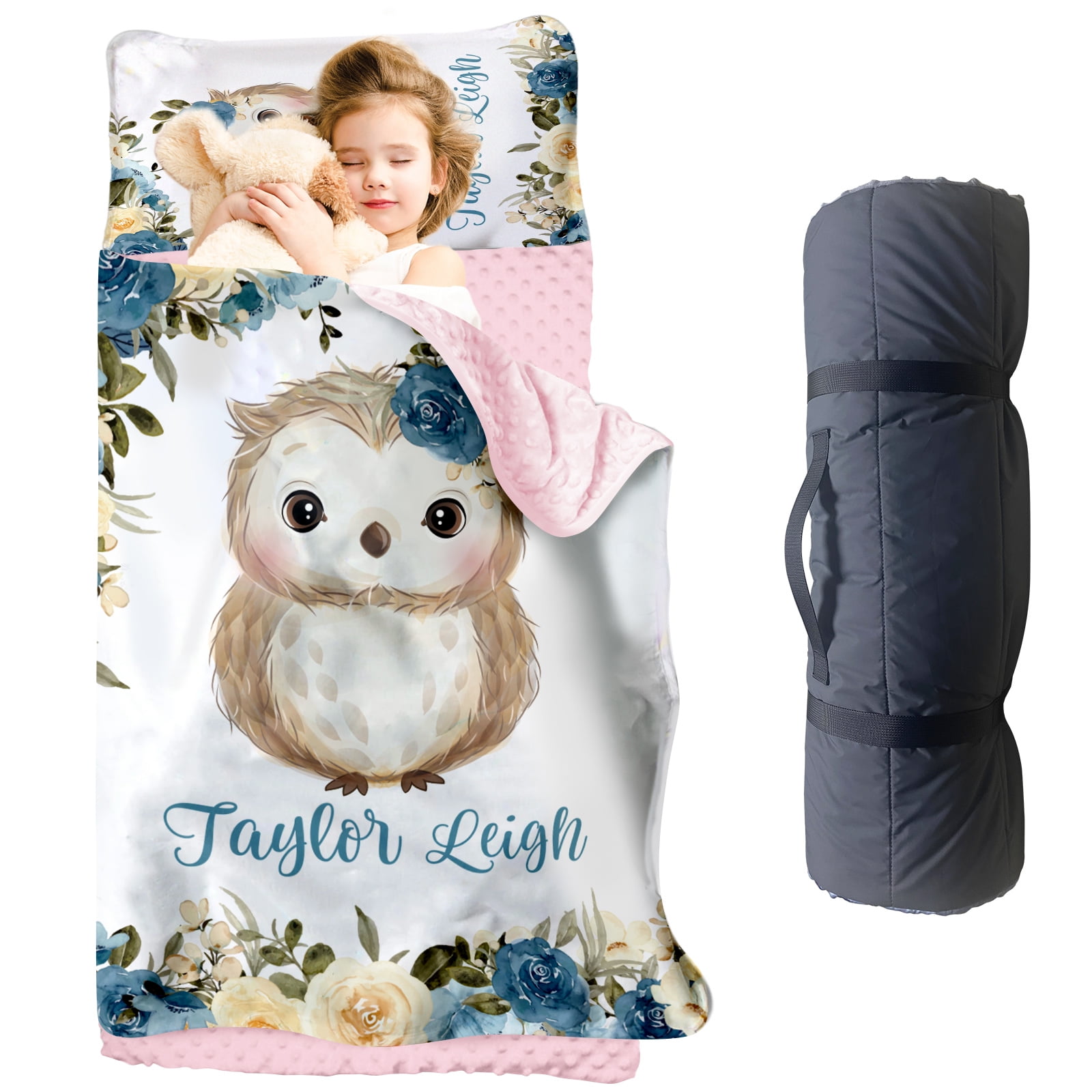 KAINSY Customized Toddler Nap Mat, Baby Owl Nap Mats with Pillow ...