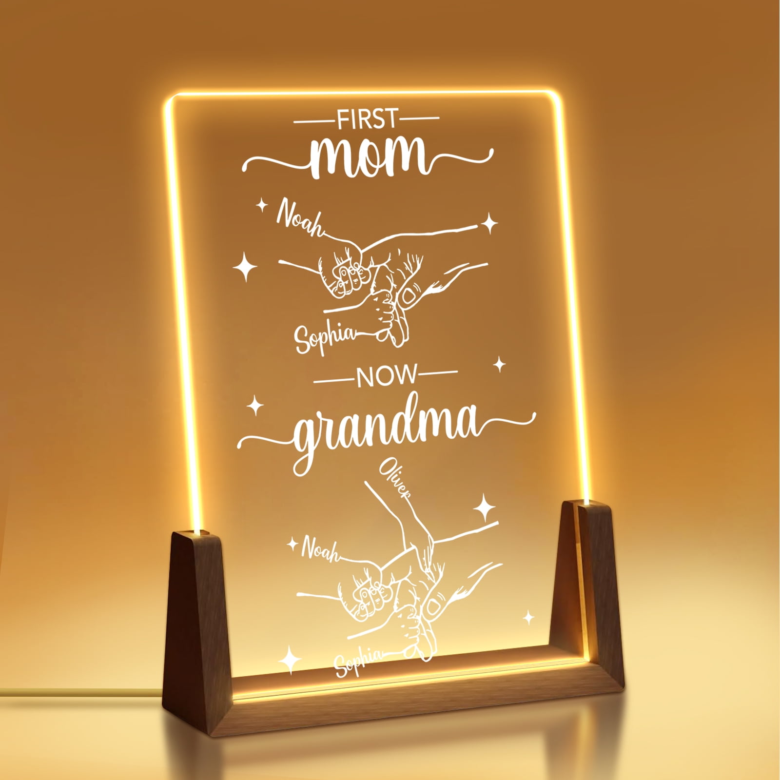 KAINSY First Mom Now Grandma Gift Custom Plaque with Grandkids Names ...