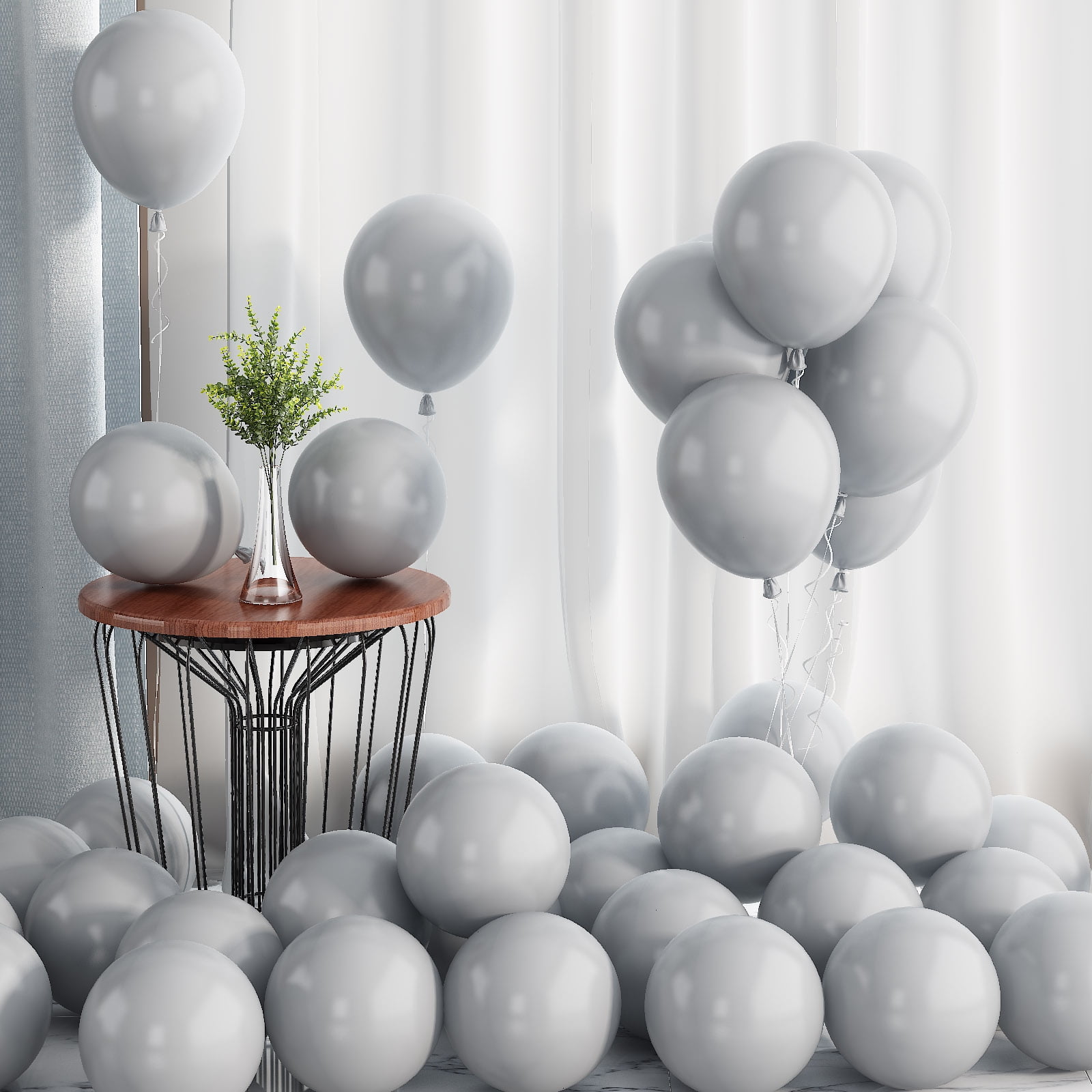 KAINSY Matte Gray Latex Balloons Helium 12inch 62pcs Ivory Gray Balloon ...