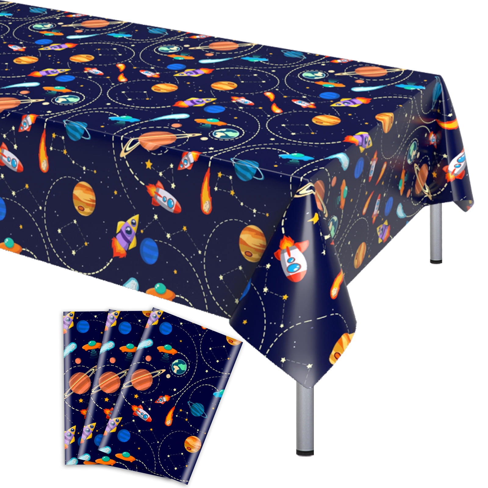 KAINSY Outer Space Birthday Table Cloths Covers Spaceship Galaxy Party ...