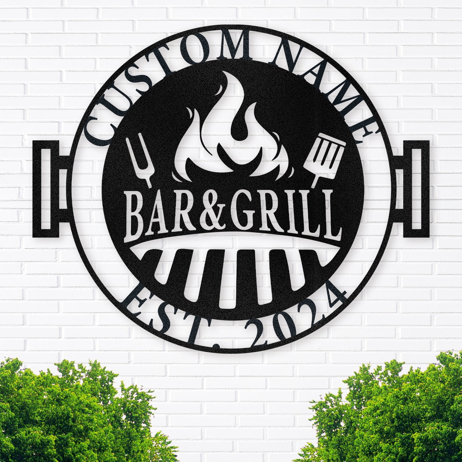 KAINSY Personalized BBQ Metal Sign - Custom Family Name Metal Sign ...