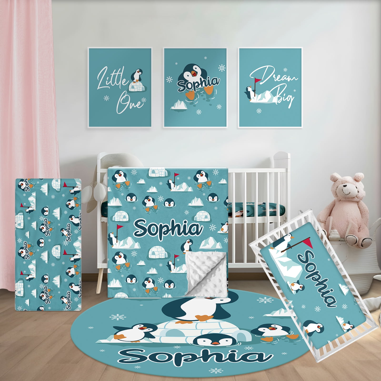 KAINSY Personalized Baby Crib Bedding Set - 5 Piece Custom Baby Crib ...