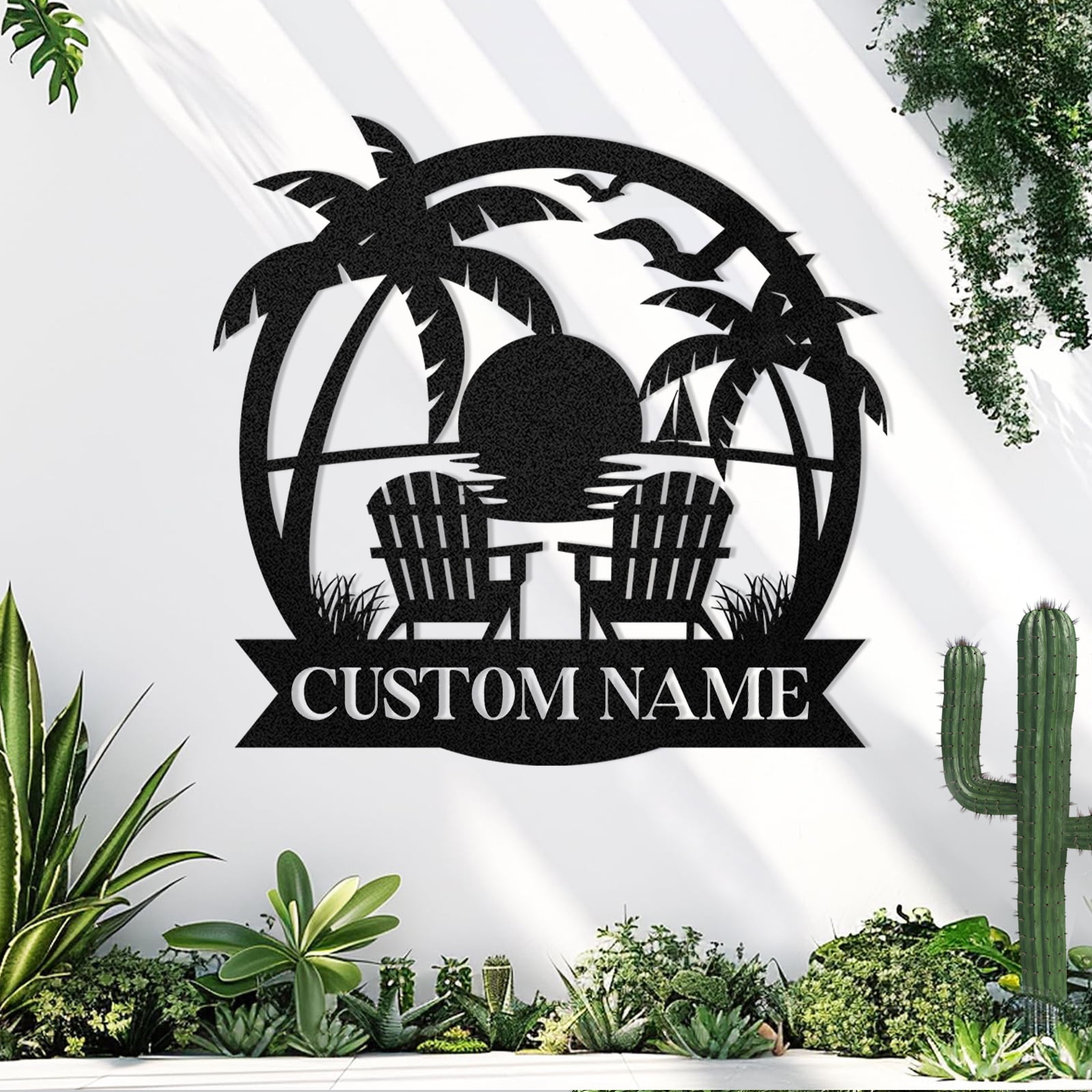 KAINSY Personalized Beach Metal Signs, Custom Palm Trees Signs Outdoor ...