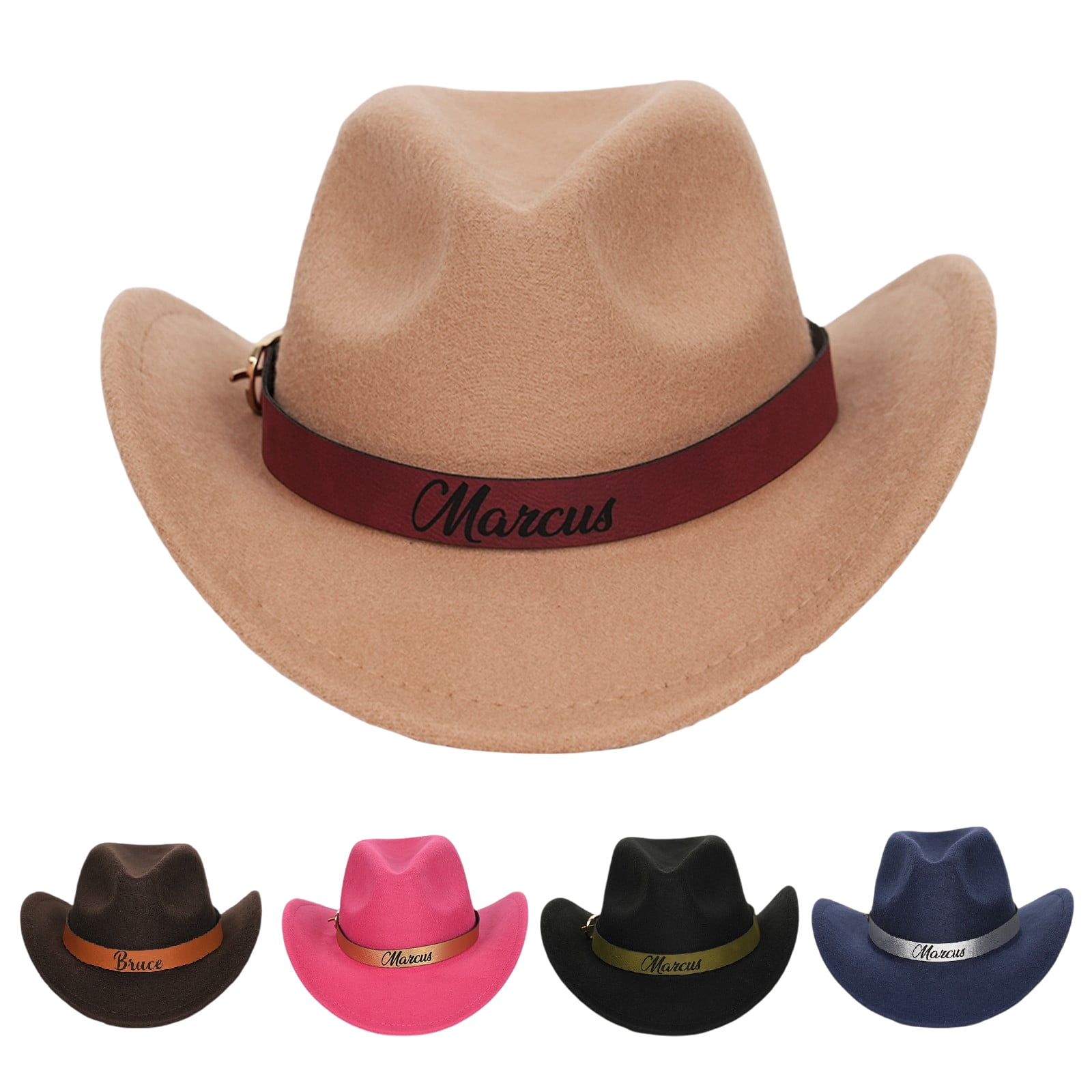 KAINSY Personalized Boys Cowboy Hats for Kids Ages 2-8, Leather Hatband ...