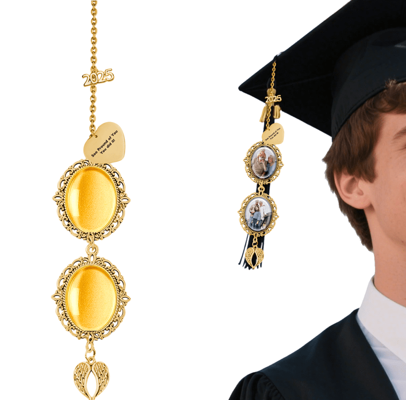 KAINSY Personalized Graduation Cap Gold Tassel Memorial Photo Charm ...