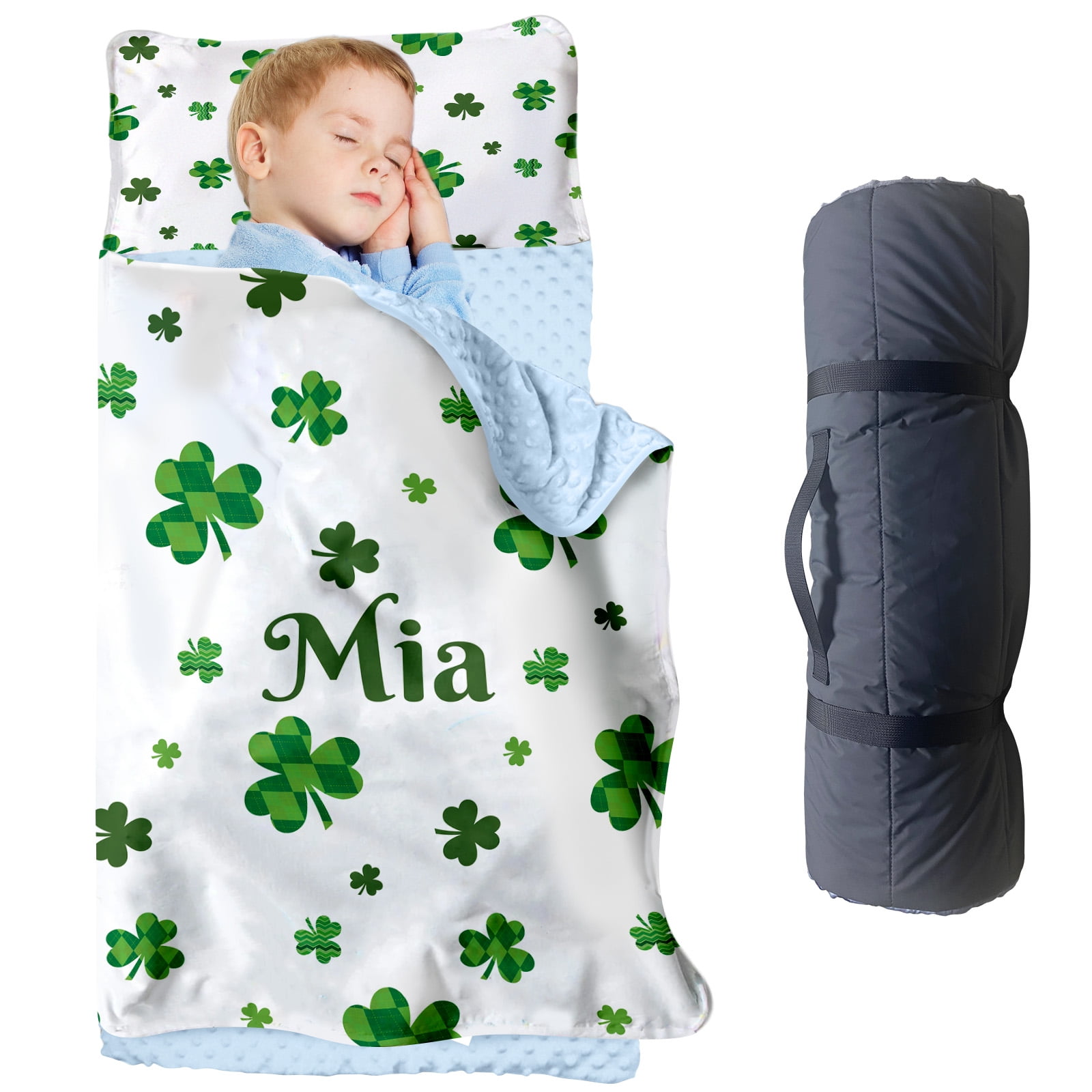 KAINSY Personalized Shamrock Slumber Bag - Custom Name Clover-Themed ...