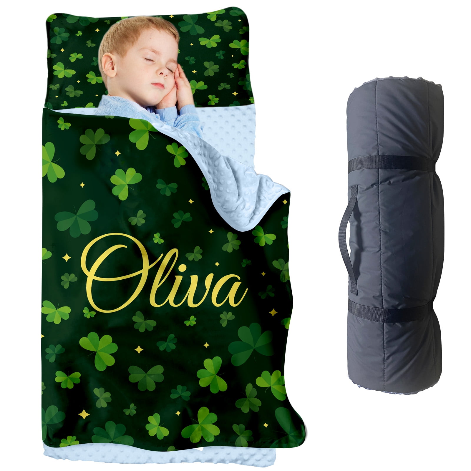 KAINSY Personalized Shamrock Slumber Bag - Custom Name Clover-Themed ...