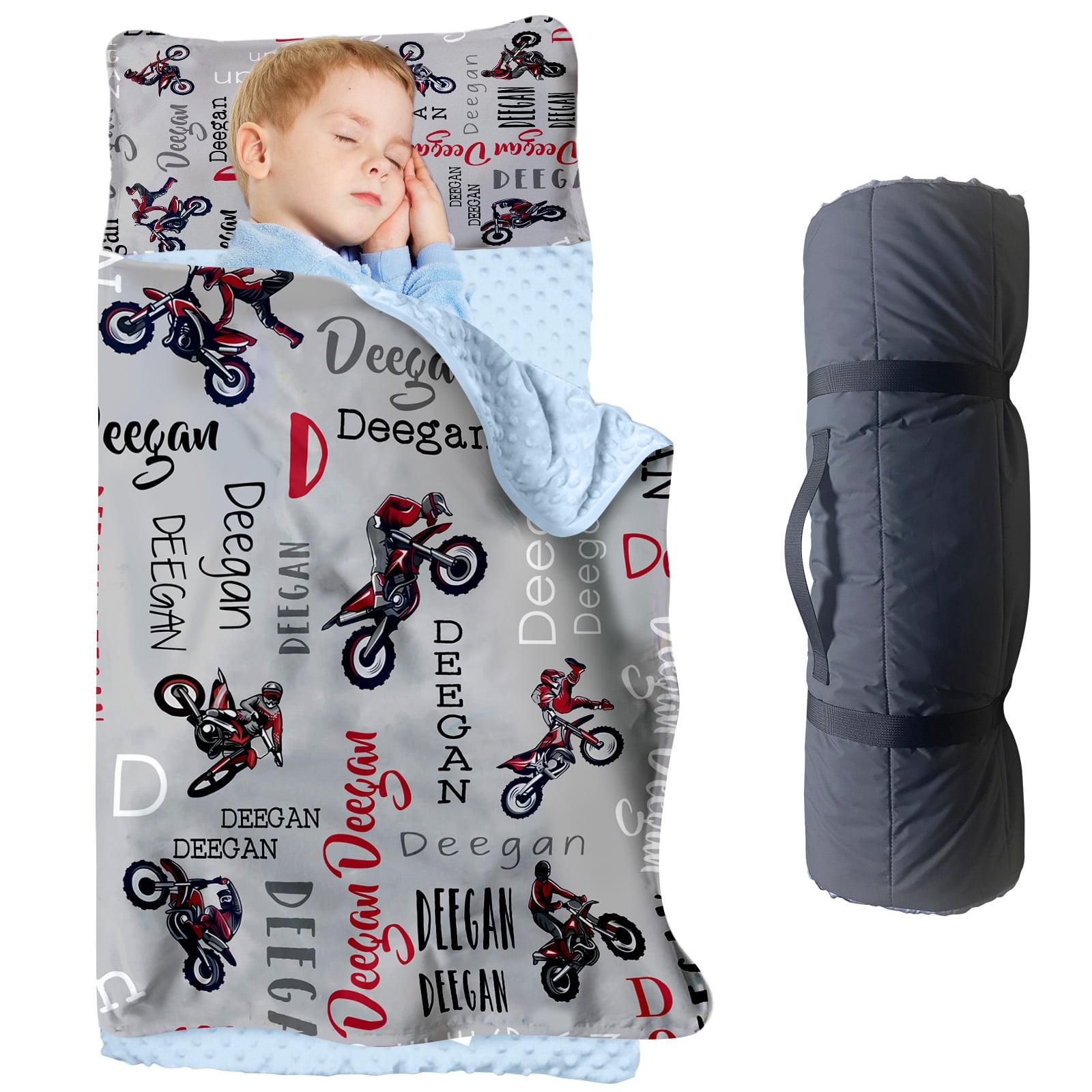 KAINSY Personalized Slumber Bag - Custom Name Motocross Theme Sleeping ...