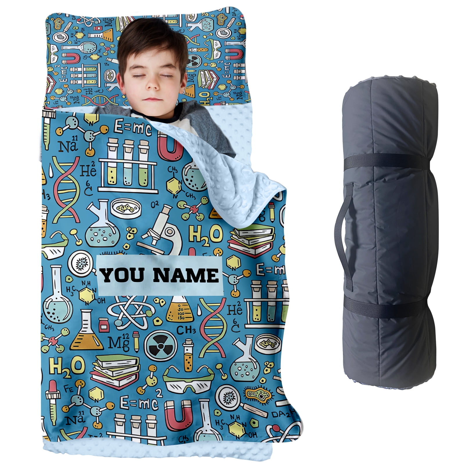 KAINSY Personalized Toddler Nap Mat for Boys–Laboratory Ware Pattern ...