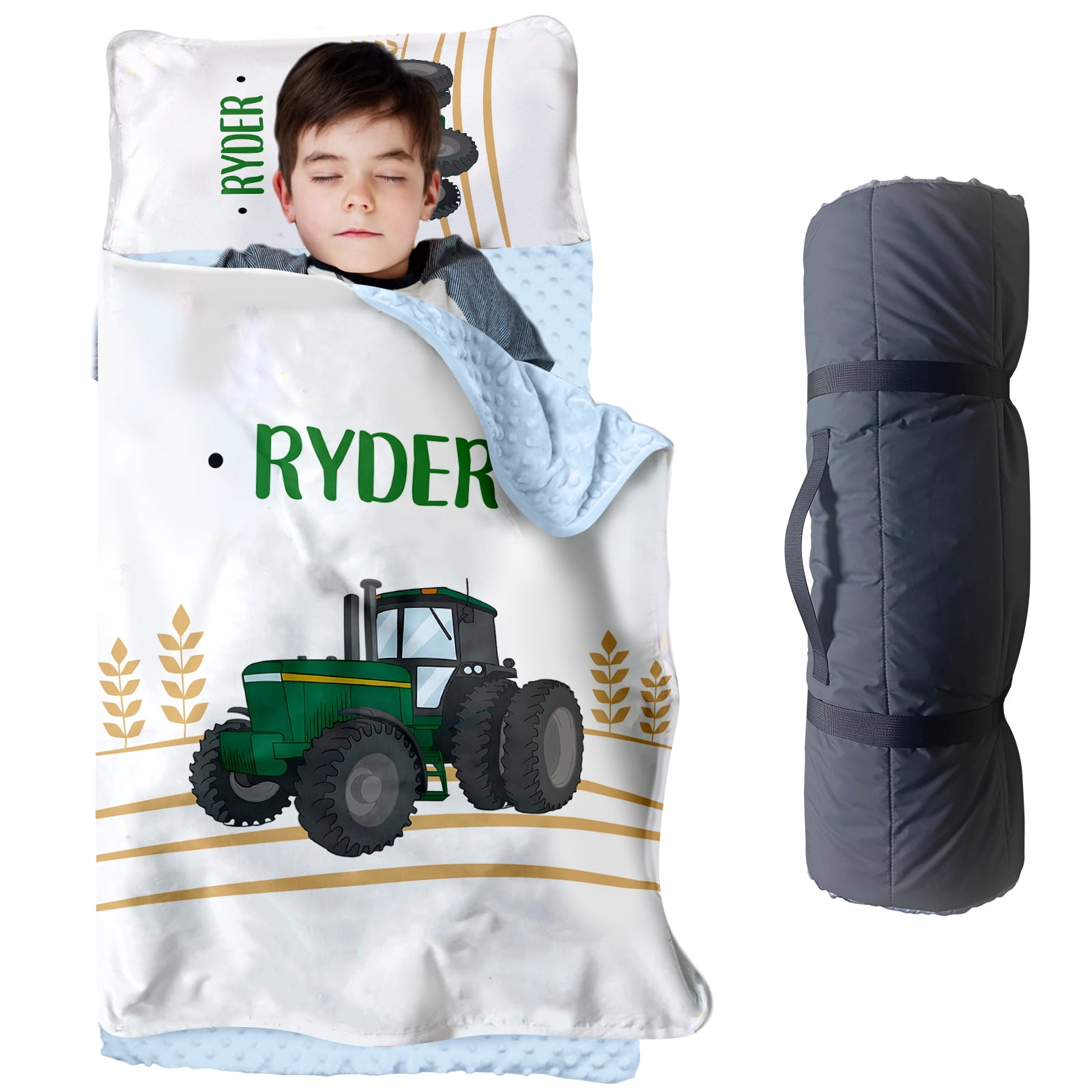 KAINSY Personalized Toddler Nap Mat for Boys–Tractor , Custom Name Nap ...