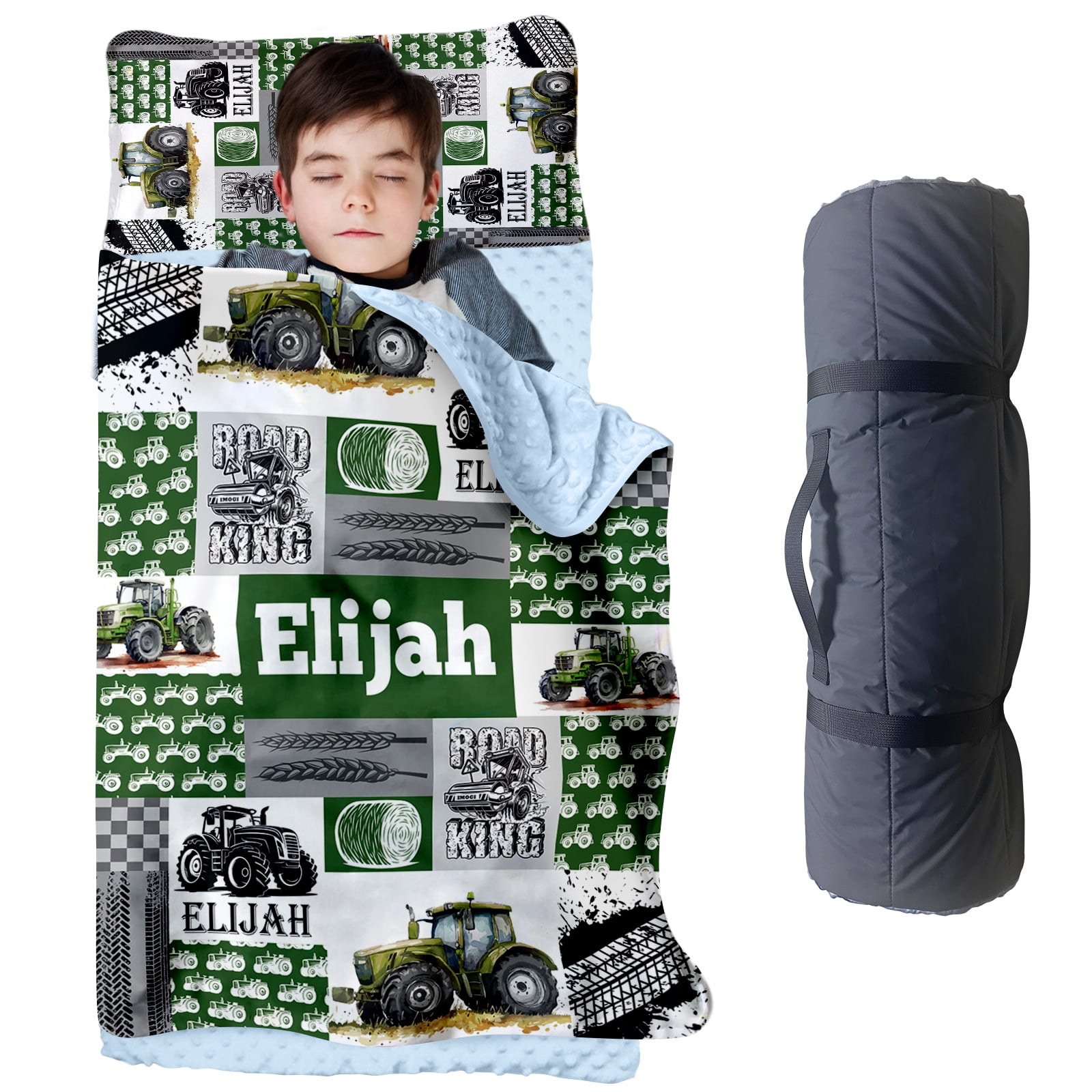 KAINSY Personalized Toddler Nap Mat for Boys–Tractor Trailer Pattern ...