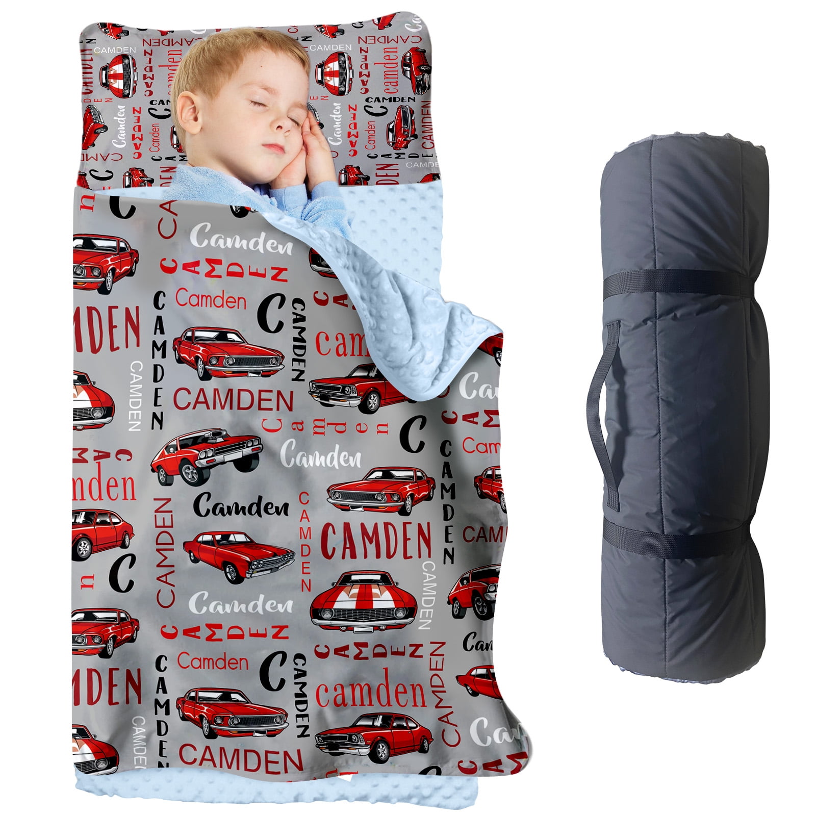 KAINSY Personalized Toddler Nap Mat - Custom Name Classic Car Theme ...