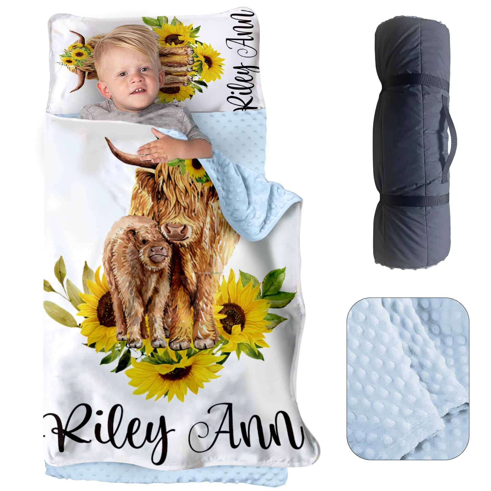 KAINSY Personalized Toddler Nap Mat for Daycare - Baby Highland Cattle ...