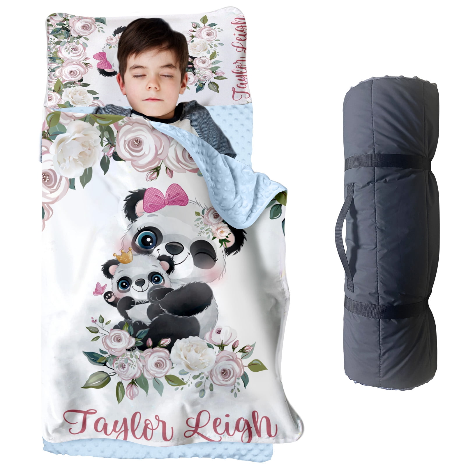 KAINSY Personalized Toddler Nap Mat, Daycare Sleeping Bag with Blanket ...