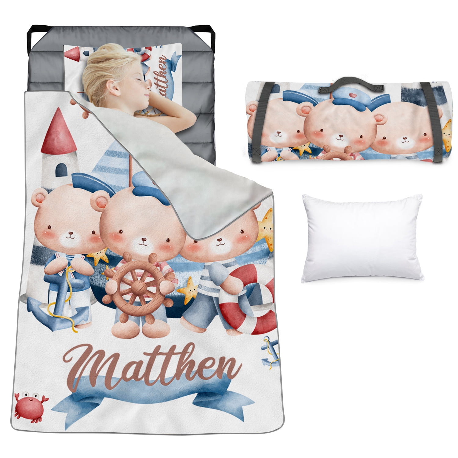 KAINSY Personalized Toddler Nap Mat for Girls–Custom Name Sleeping Mat ...