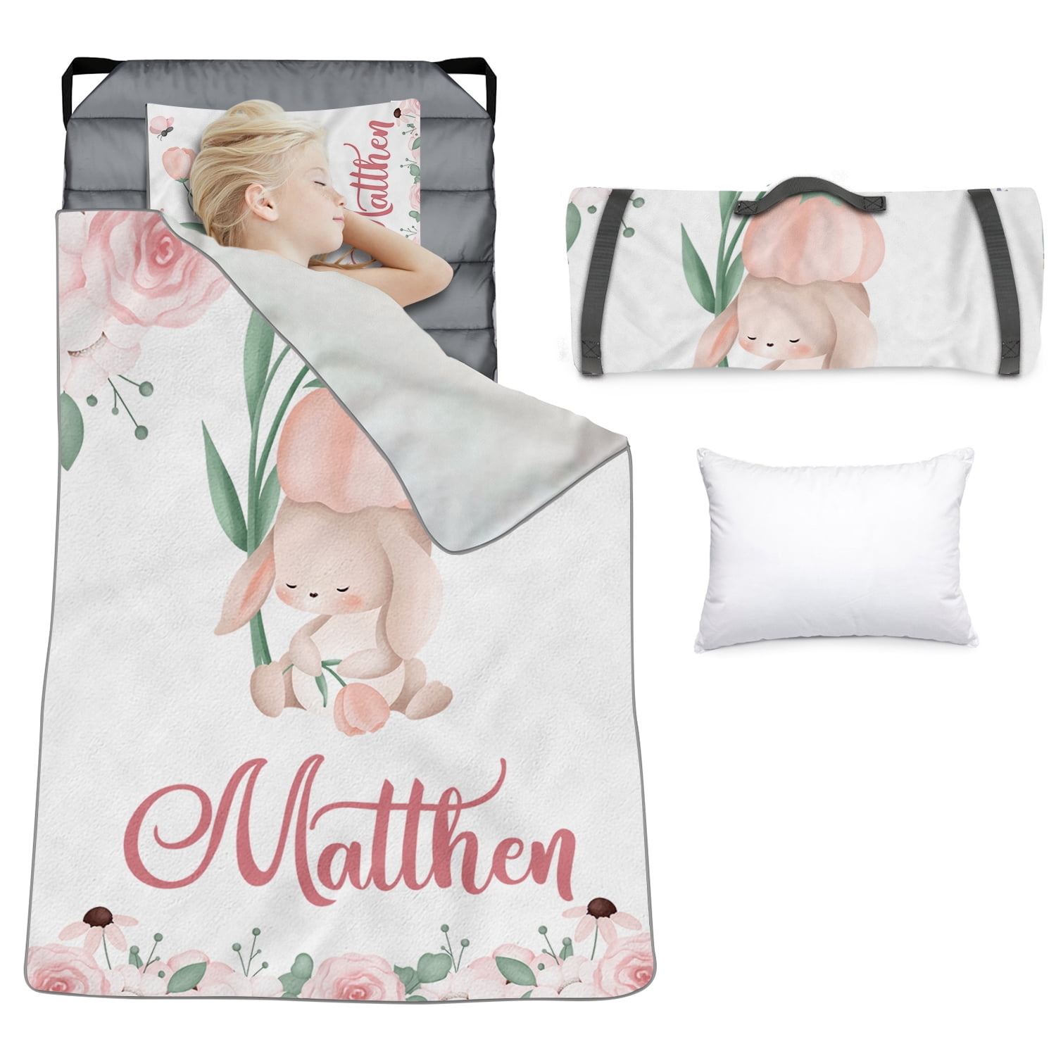 KAINSY Personalized Toddler Nap Mat for Girls–Custom Name Sleeping Mat ...