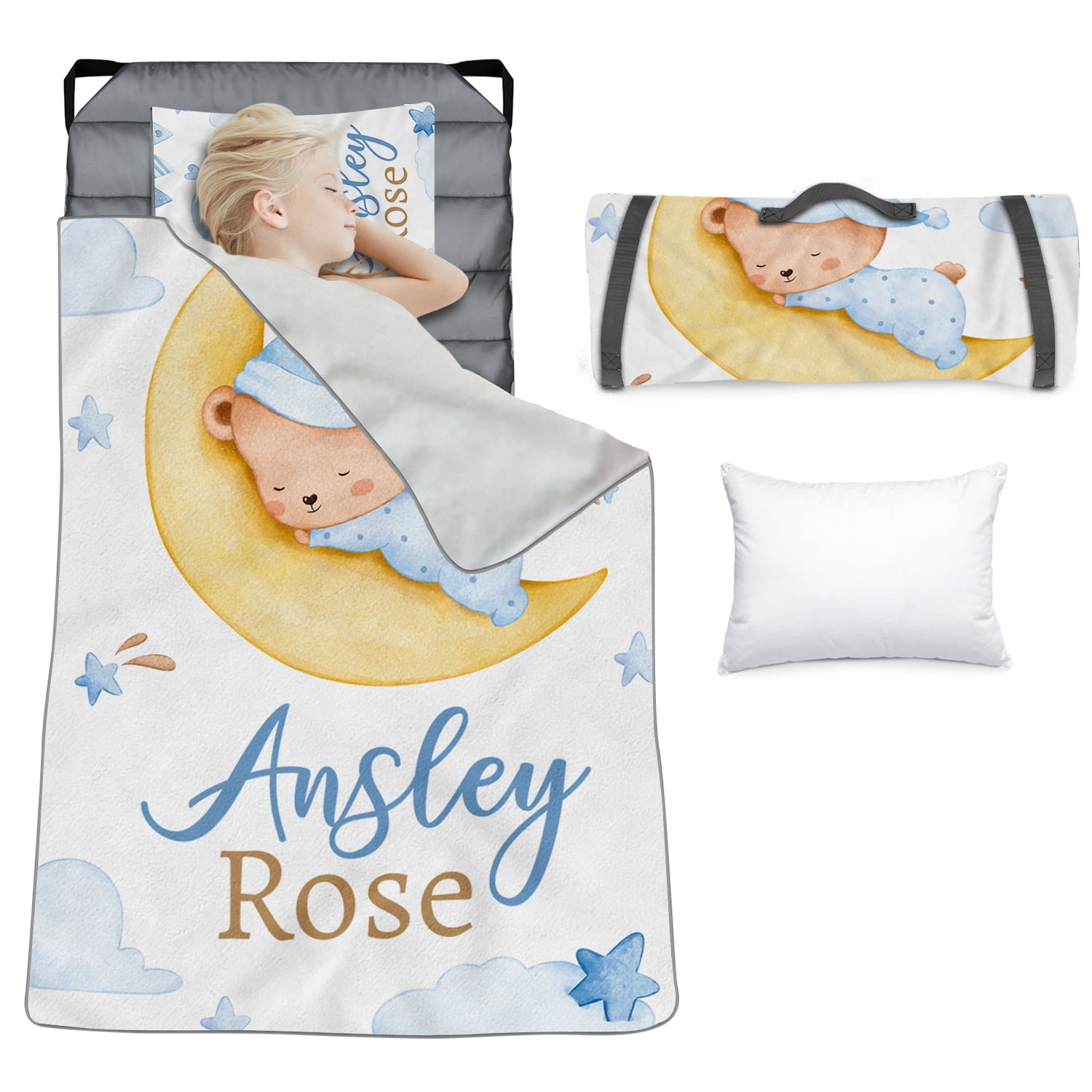 KAINSY Personalized Toddler Nap Mat for Girls–Custom Name Sleeping Mat ...
