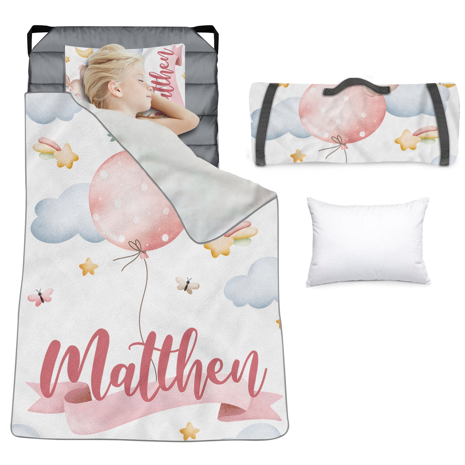 KAINSY Personalized Toddler Nap Mat for Girls–Custom Name Sleeping Mat ...