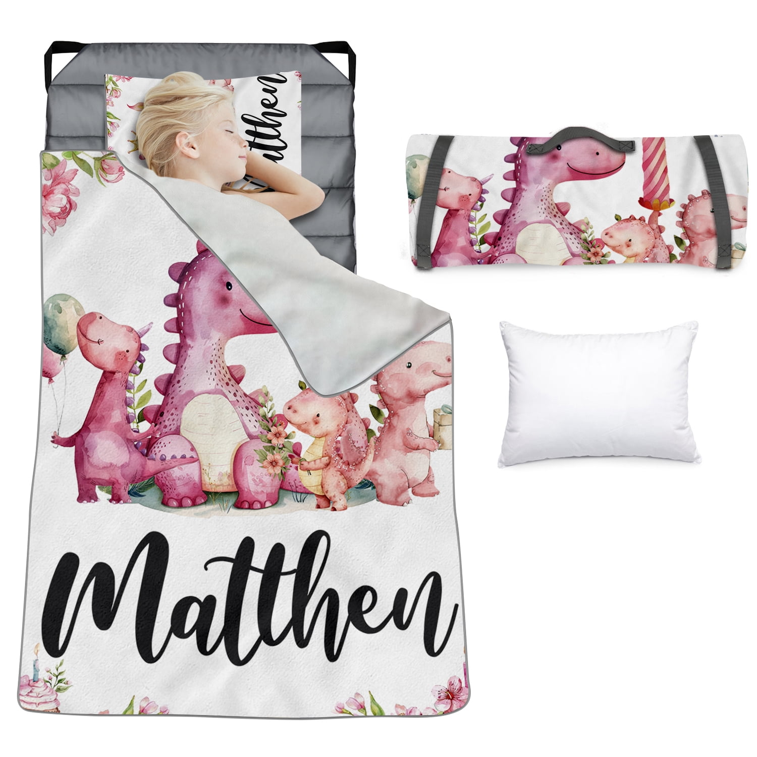 KAINSY Personalized Toddler Nap Mat for Girls–Custom Name Sleeping Mat ...