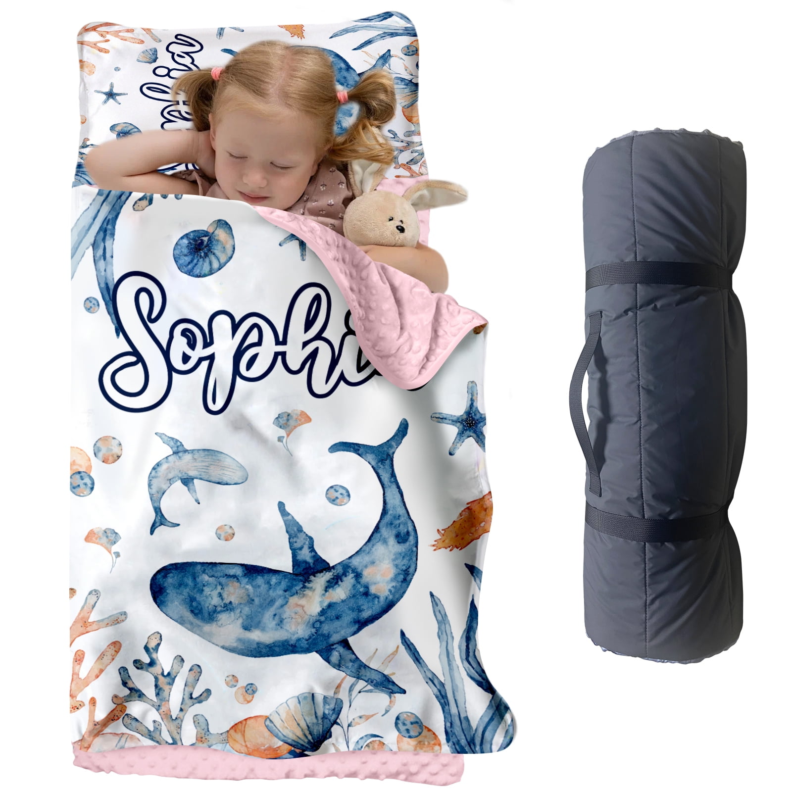 KAINSY Personalized Toddler Nap Mat, Ocean Adventure Theme with Whale ...