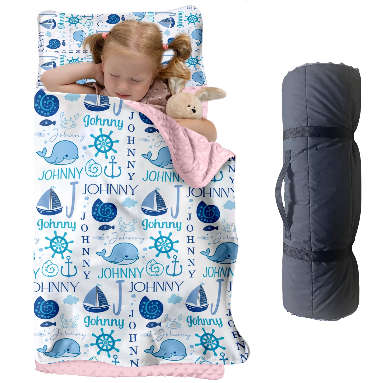 KAINSY Personalized Toddler Nap Mat, Sea Life Theme with Whales and ...