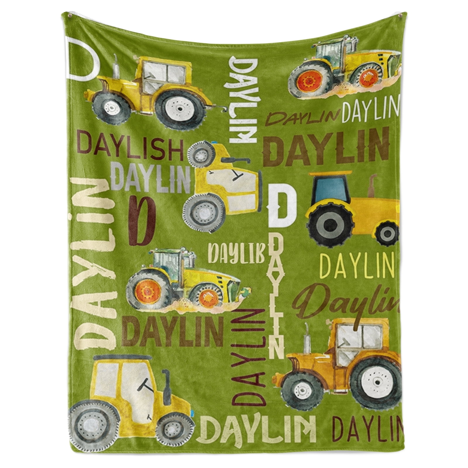 KAINSY Personalized Tractors Blanket - Custom Name with Farm Tractor ...