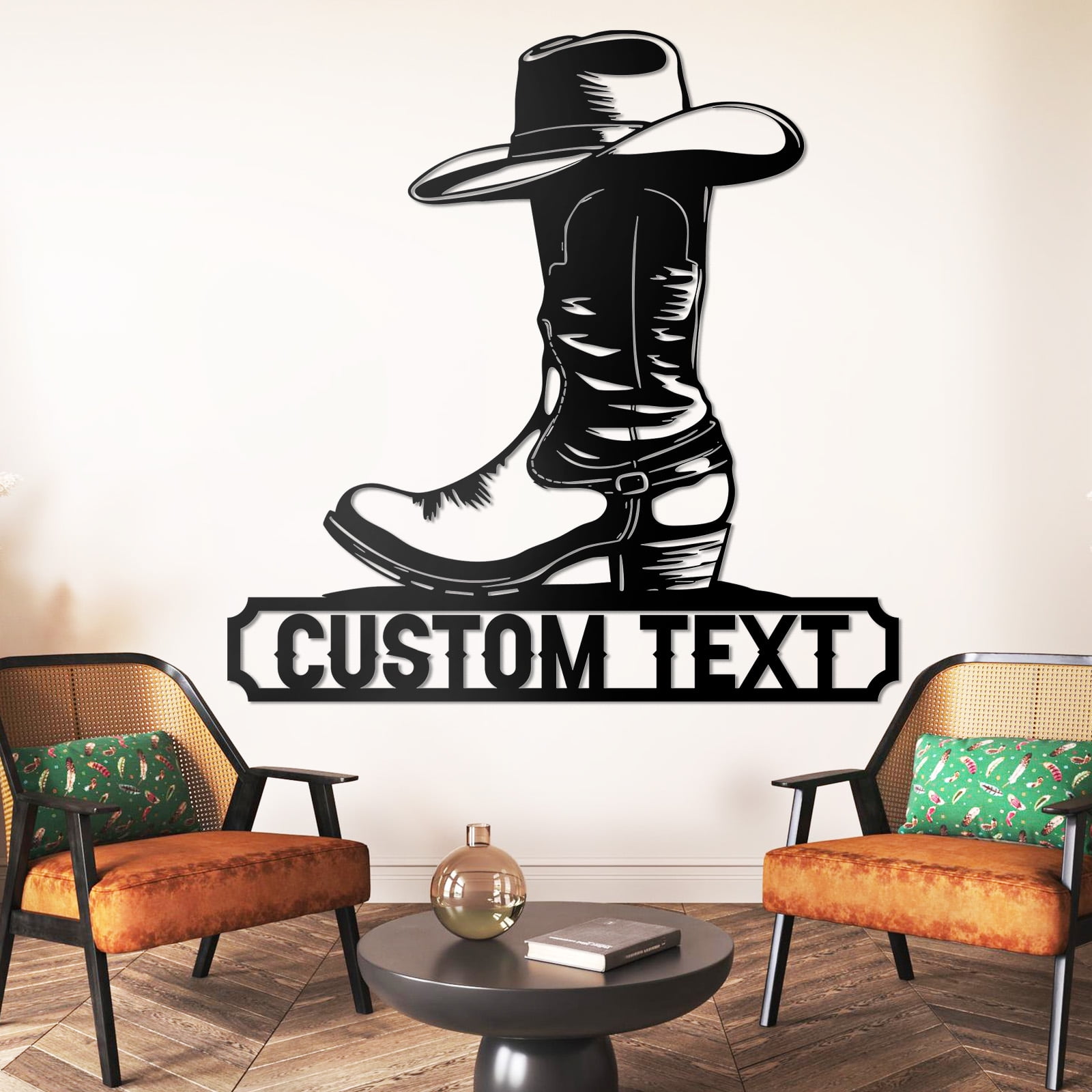 KAINSY Personalized Western Wall Decor Metal Signs, Rustic Cowboy Hat ...