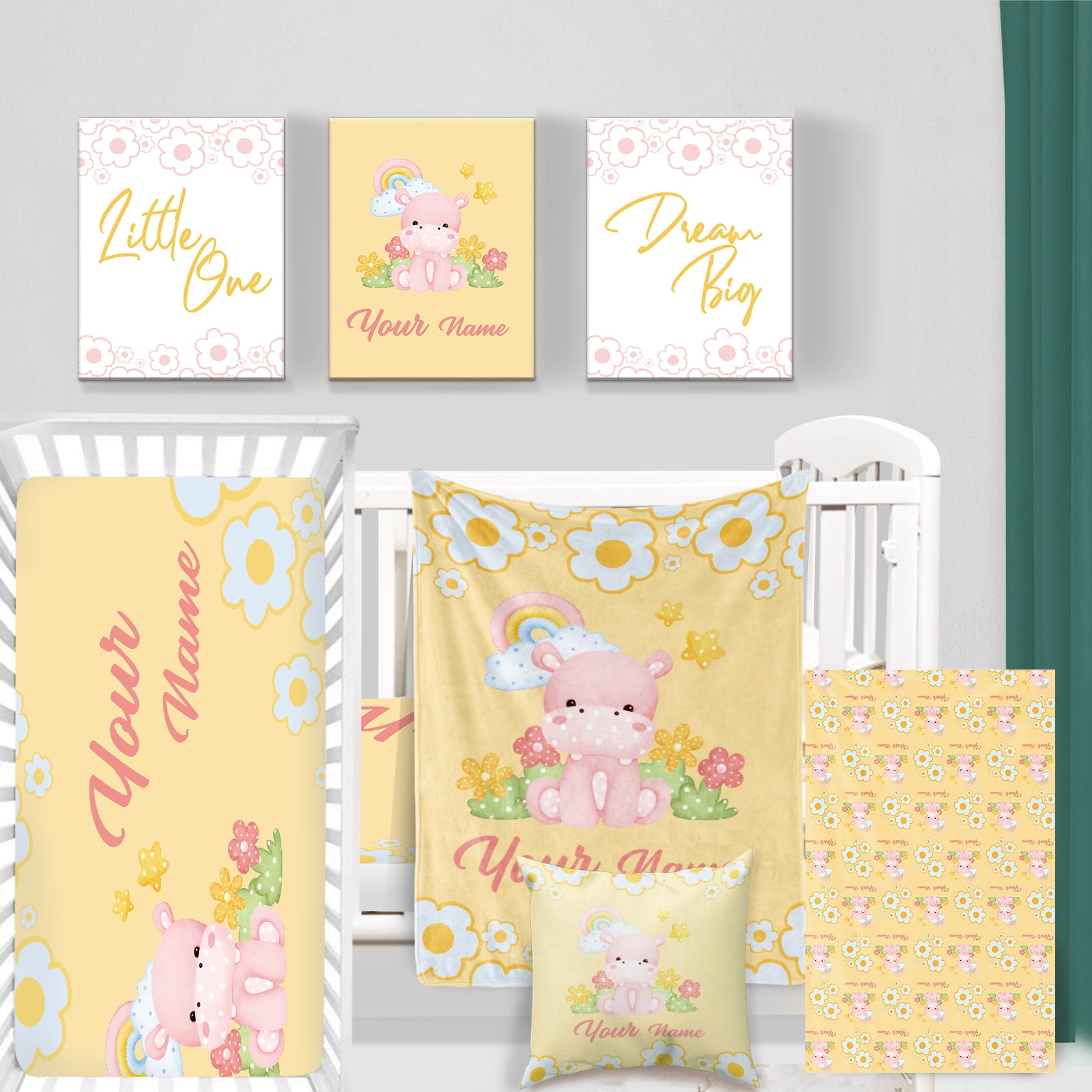 KAINSY ZOTIMEF Custom Baby Crib Bedding Set - Personalized Name 5 Pcs ...