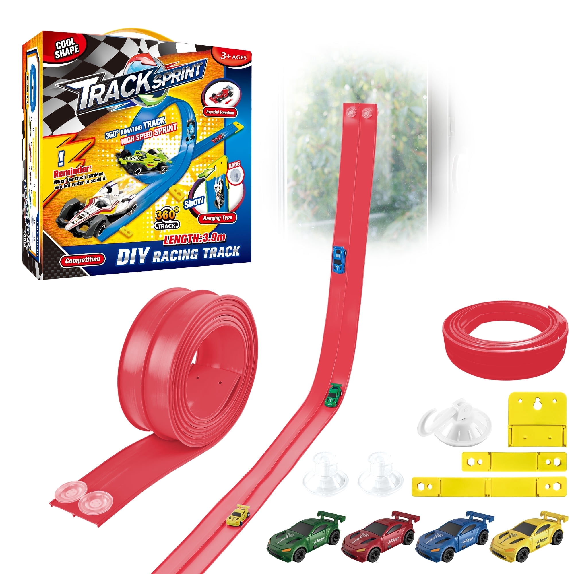 KAIPARA Flexible Race Track Toys for Kids, 12.8Ft 360° Rotating ...