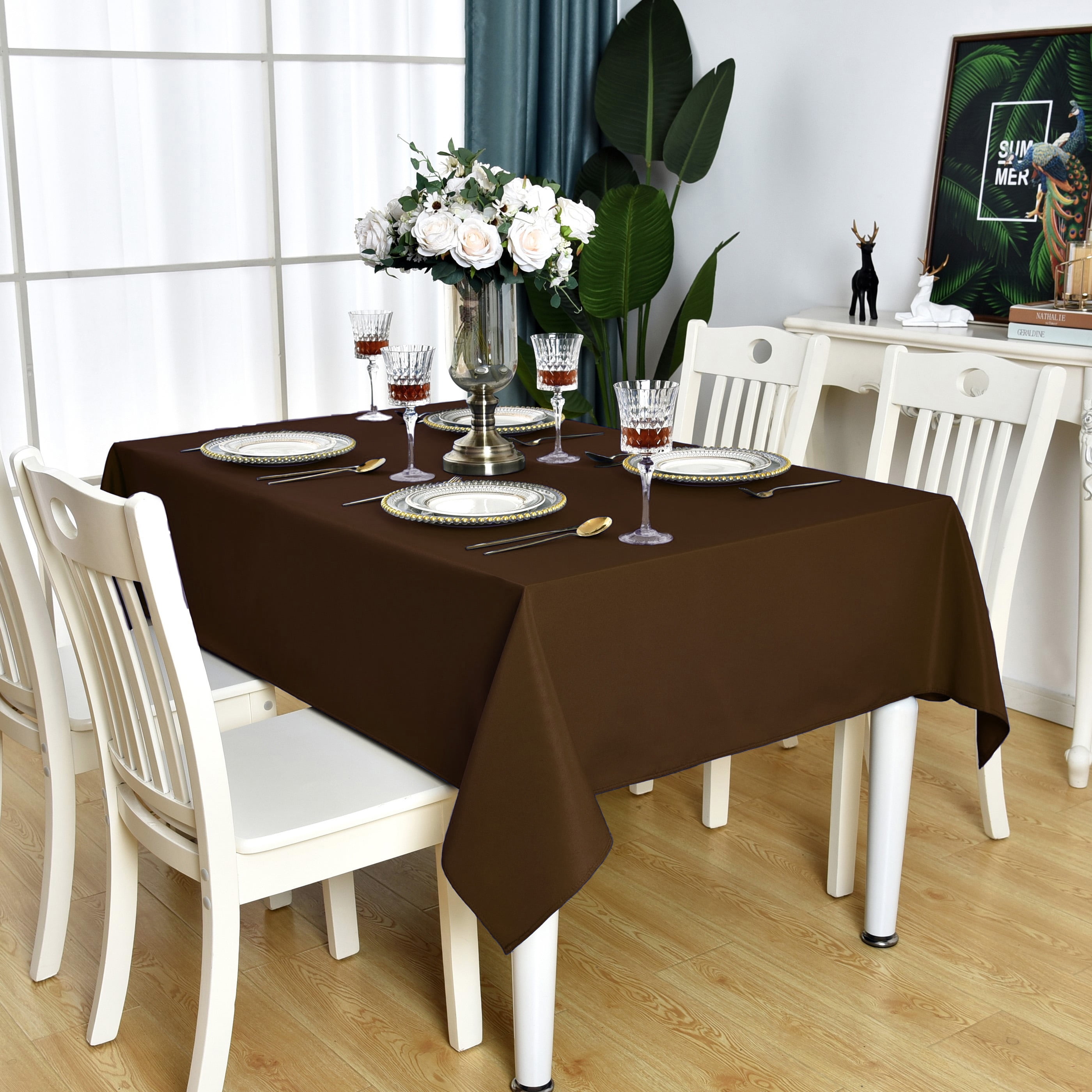KAIPHO Brown 60 x 84 inch Rectangle Tablecloth Waterproof Stain ...