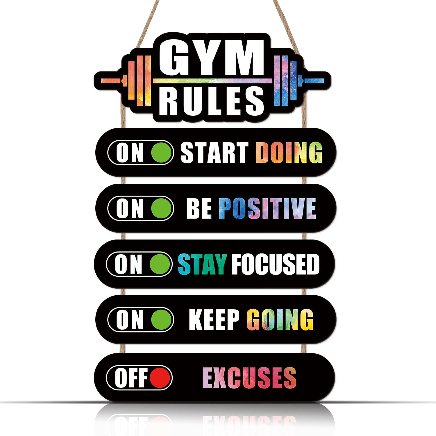 KAIRNE Home Gym Rules Decor,Workout Motivational Quote Wooden Posters ...