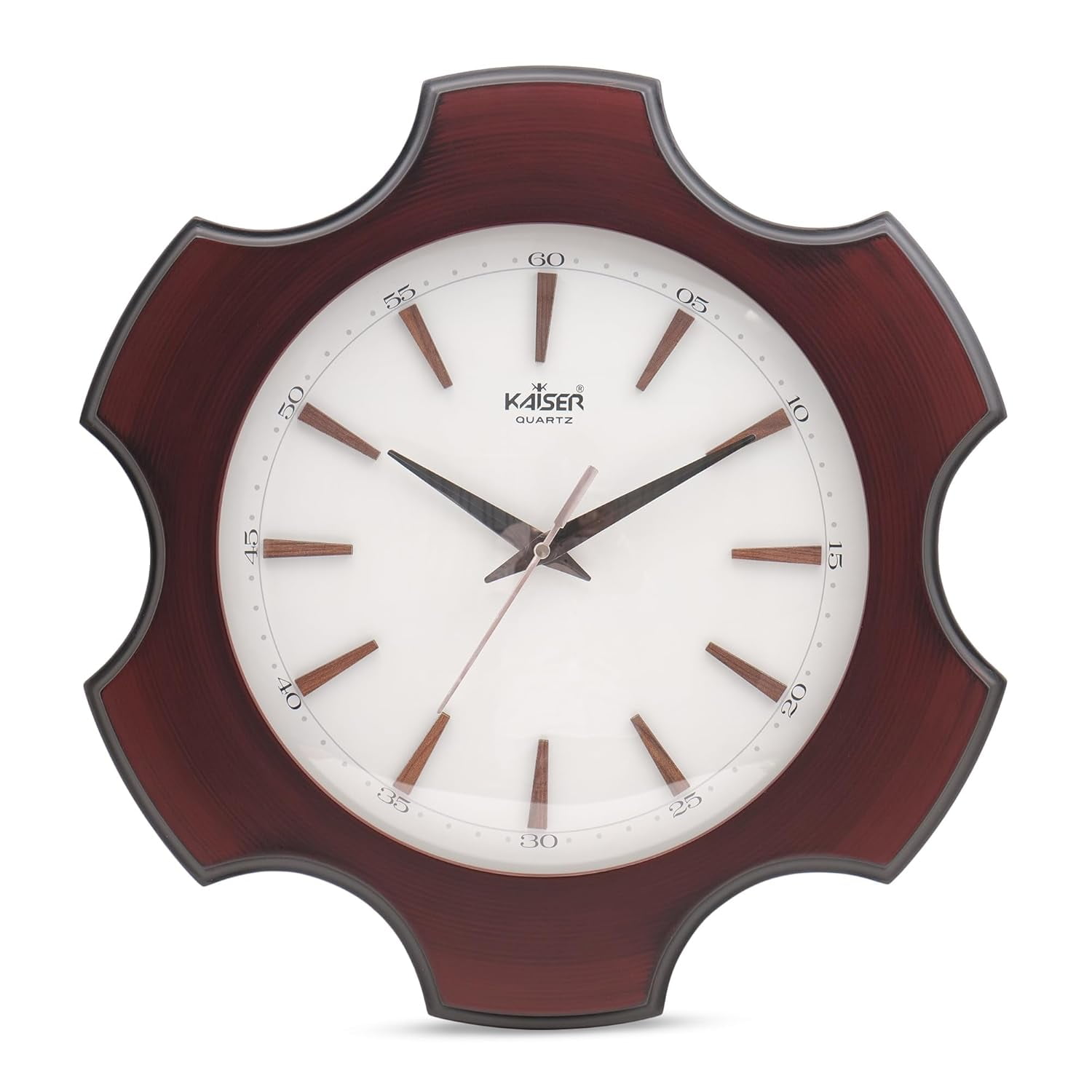 KAISER 14 Inch Quartz Wall Clock Round Silent Analog Clock with Wooden ...