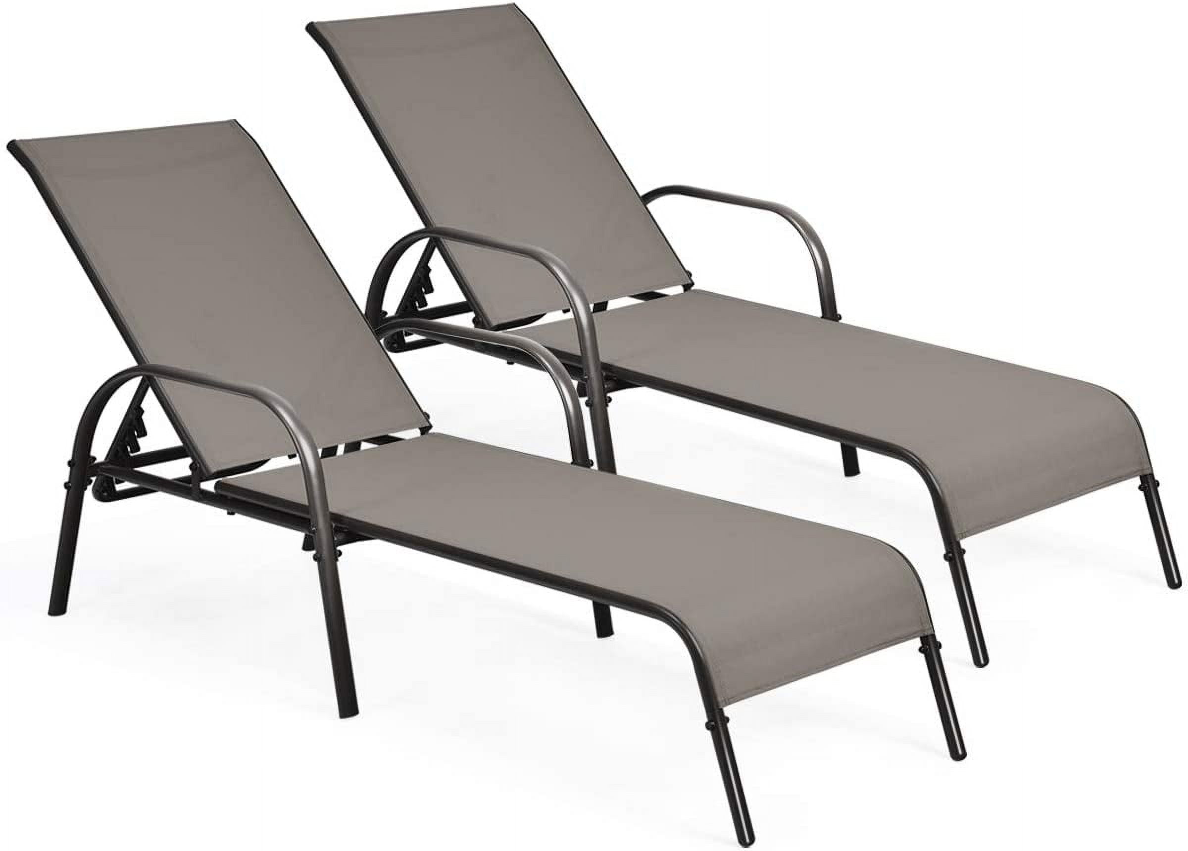 KAISHA Outdoor Lounge Chairs Set of 2, Patio Chaise Lounge with ...