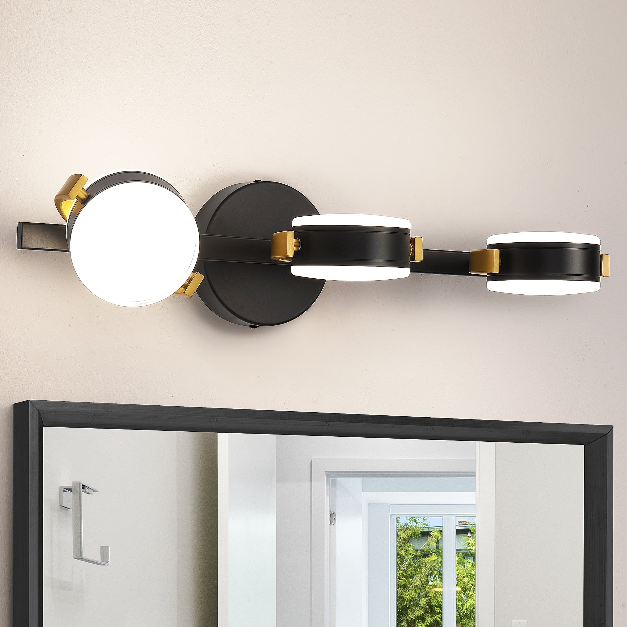 KAISITE Modern LED Bath Vanity Lighting Fixtures Black and Gold 3 ...