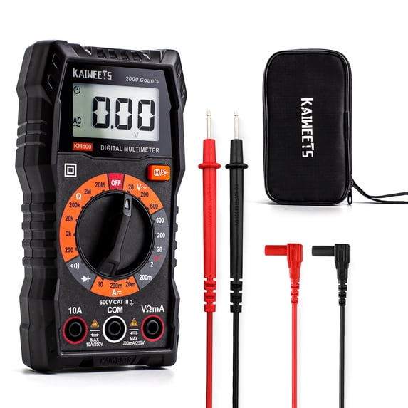 KAIWEETS Digital Multimeter with Case, DC AC Voltmeter, Ohm Volt Amp ...