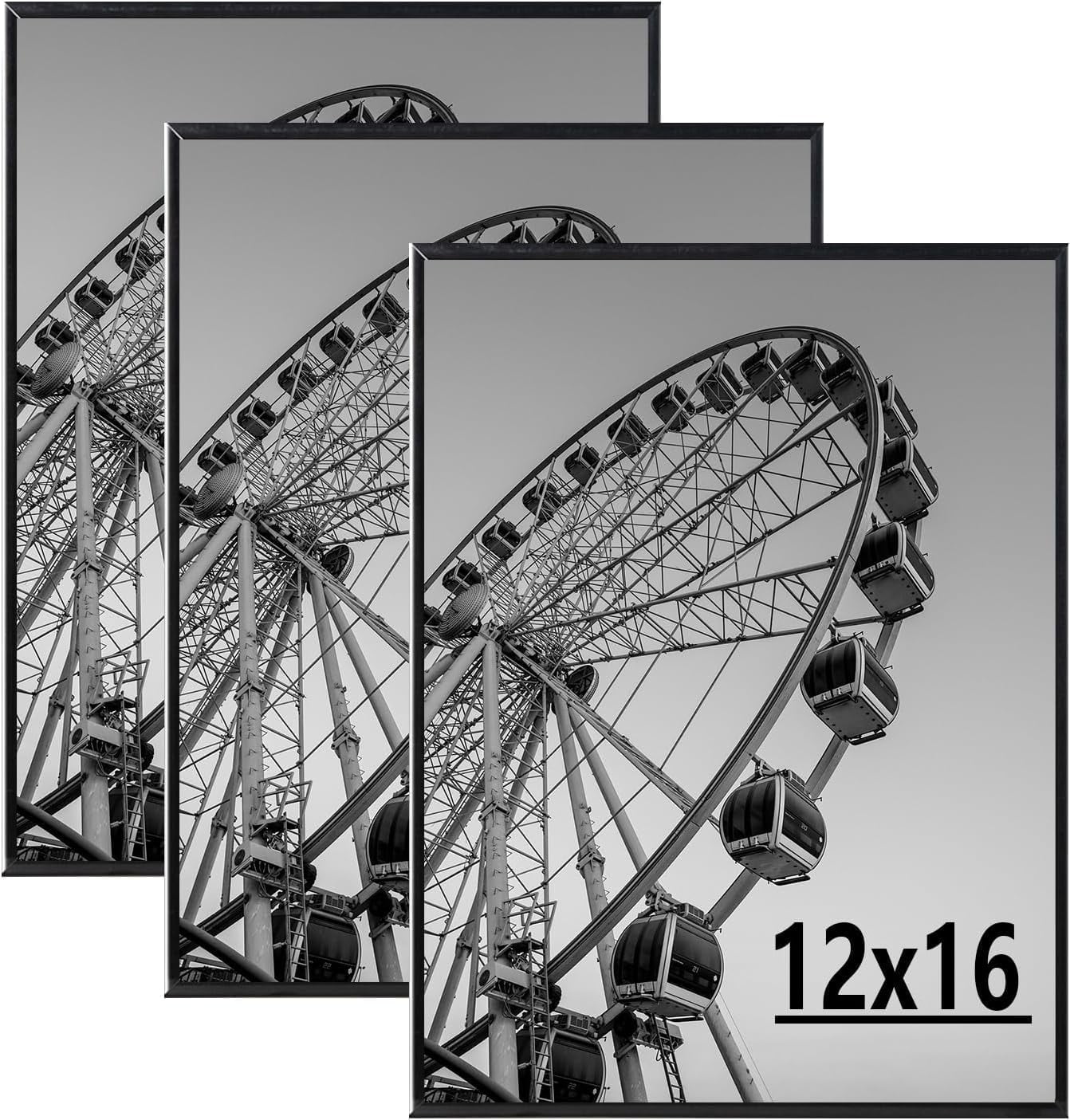 KAIWIN 3 Pack Poster Frames 12x16 Plastic Picture Frame for Horizontal ...