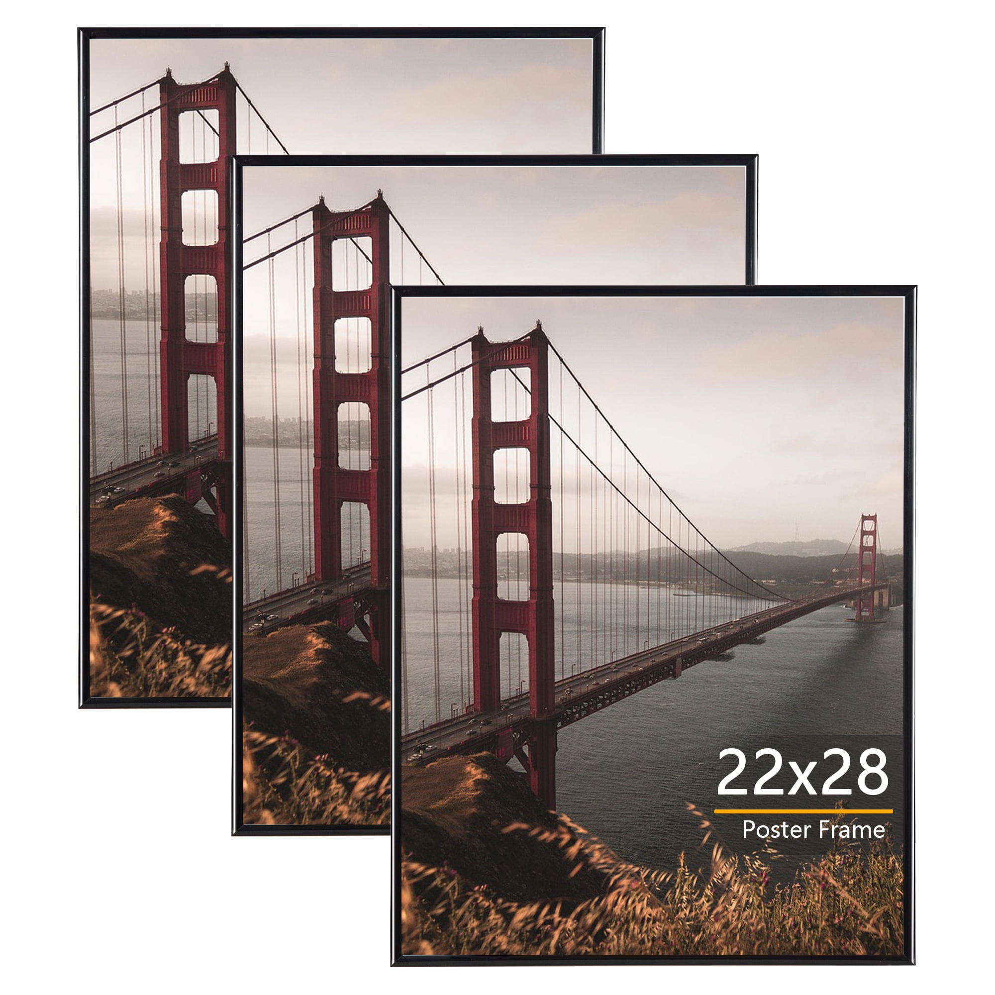 KAIWIN 3 Pack Poster Frames 22x28 Plastic Picture Frame for Horizontal ...