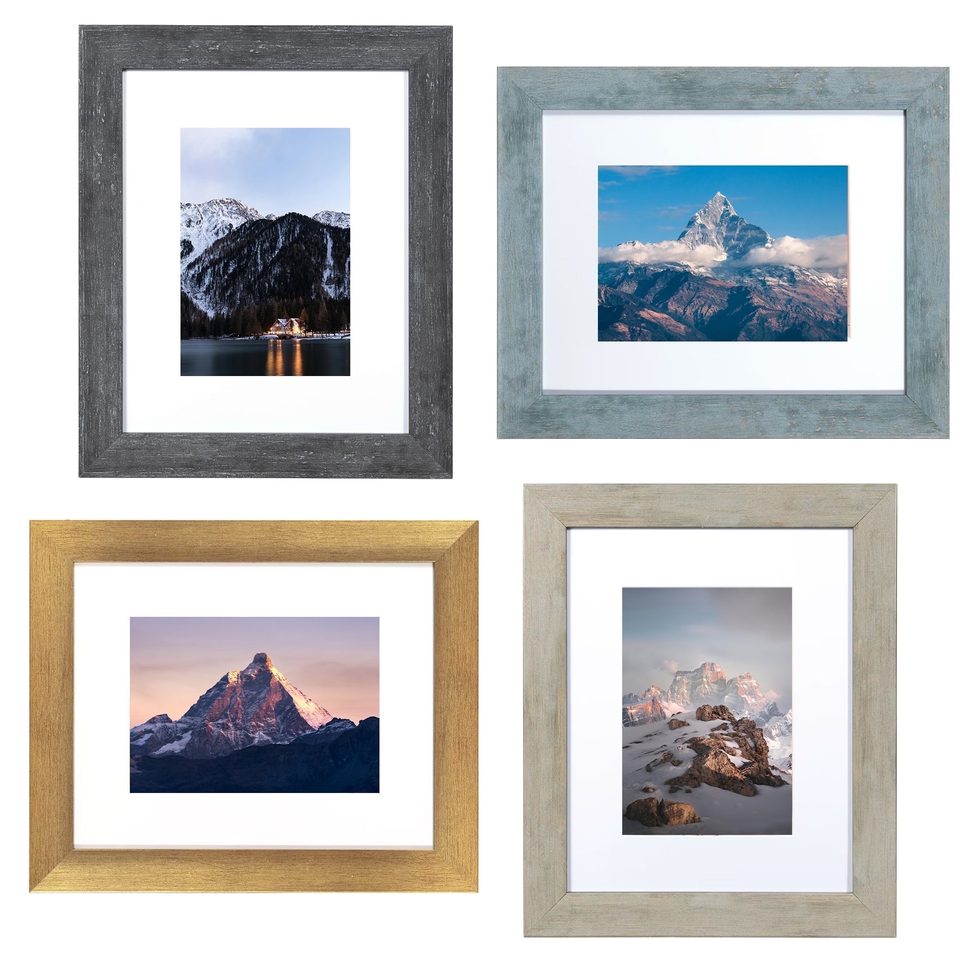 KAIWIN Premium 8x10 Picture Frames Set of 4, Rustic Photo Frame 5x7 ...
