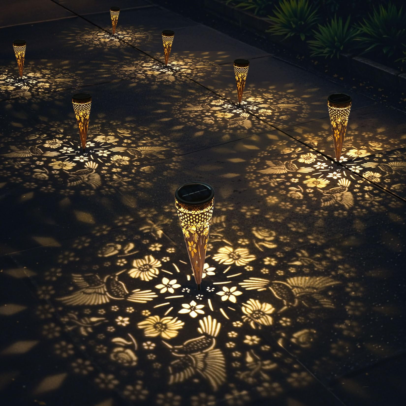 KAIXOXIN Solar Garden Lights, IFF17 Metal Hummingbird Pathway Lights ...