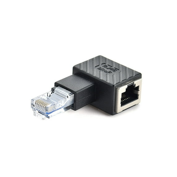 KAIXUDA USA 90-Degree Angled RJ45 Male to Female Ethernet Adapter ...