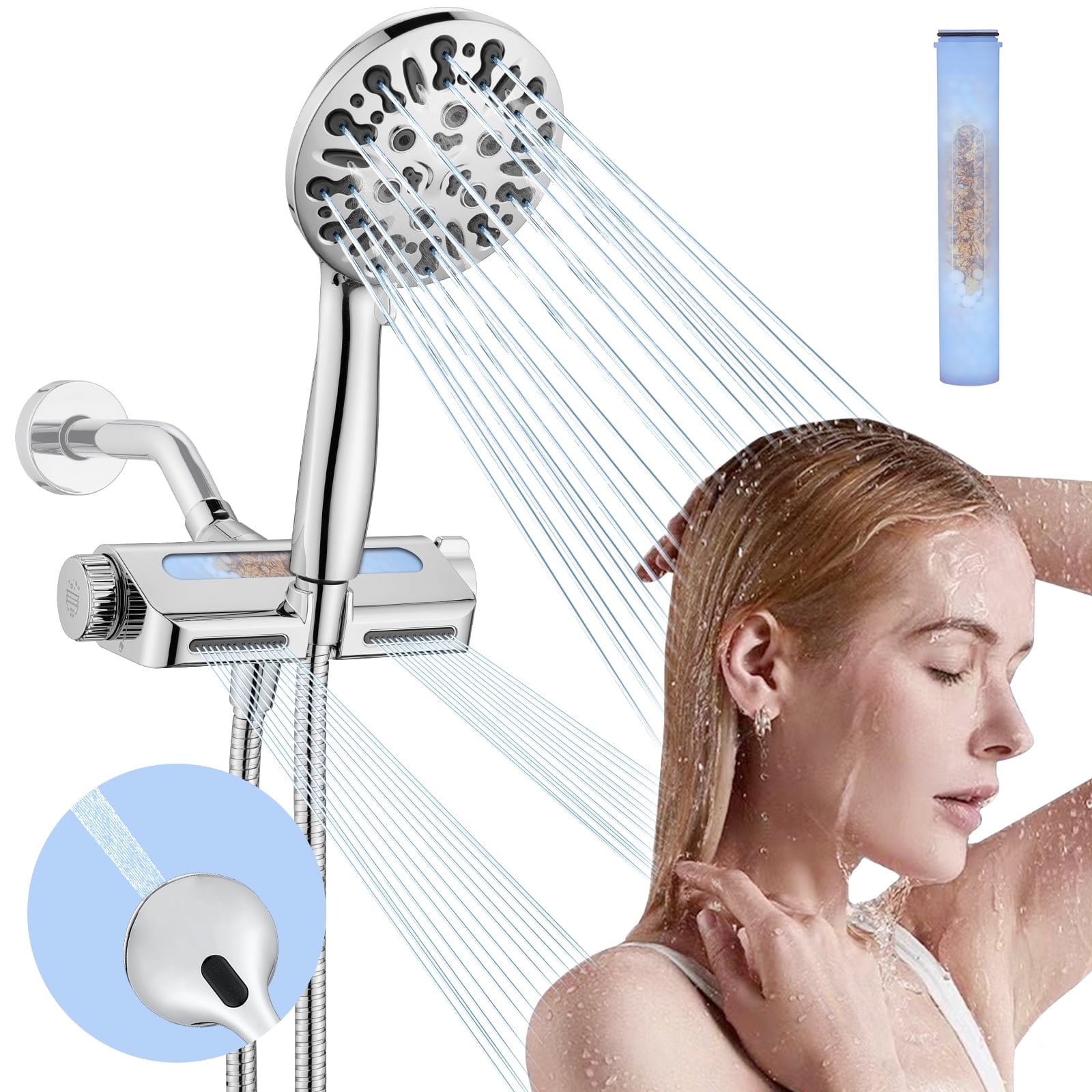 KAIYING Filtered Shower Head Combo, Dual High Pressure Shower Heads ...