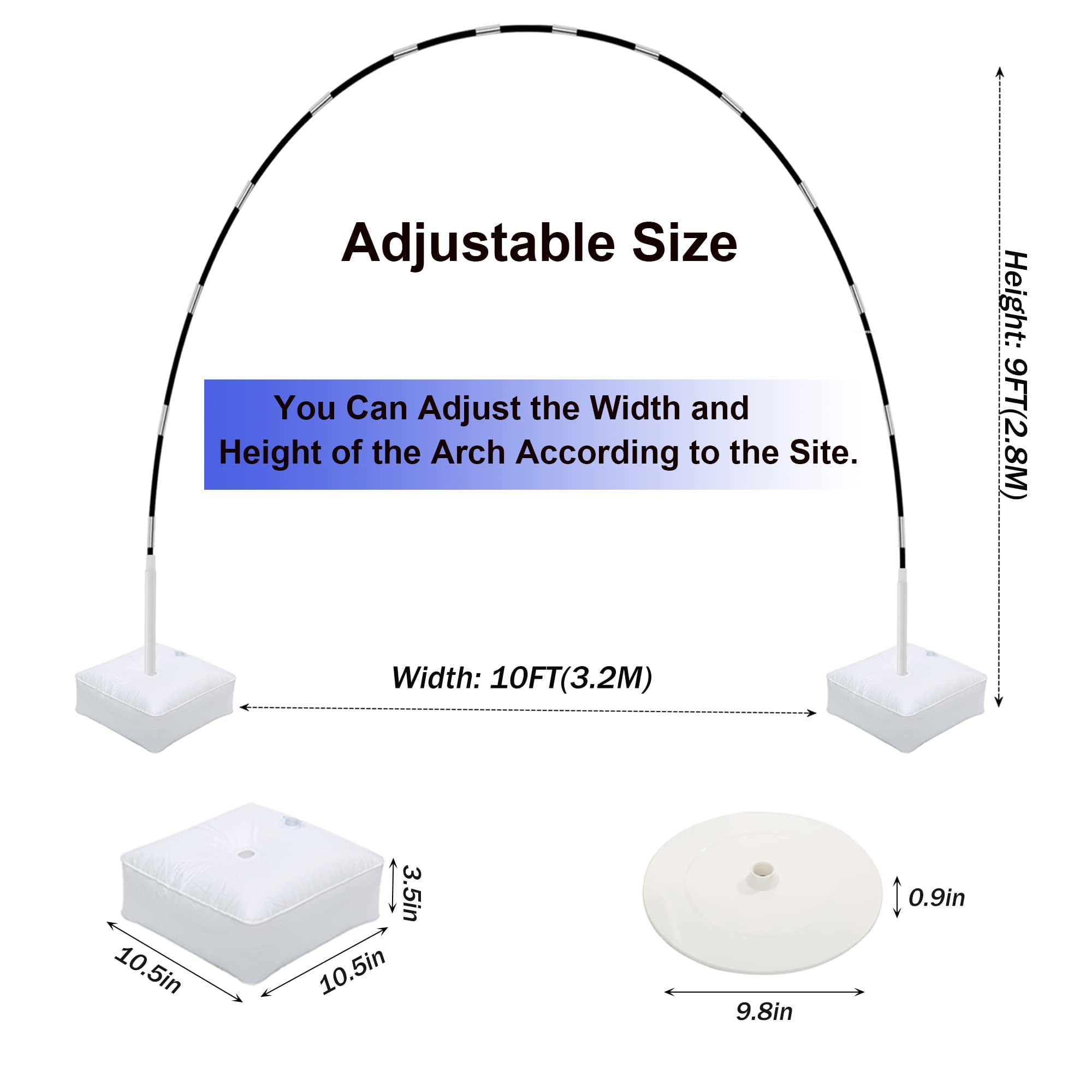 KAIYUN Balloon Arch, AJH3 Innovation Large Sturdy Balloon Arch 9FT Tall ...
