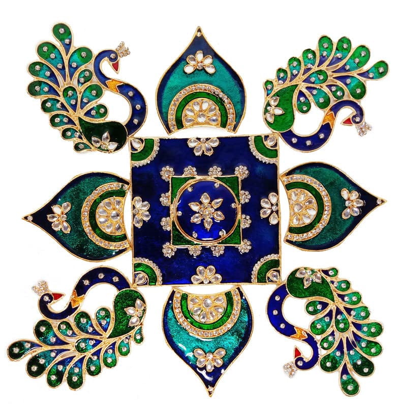 KAJALENTERPRISES Peacock Rangoli Set for Decoration Metal Dcor Piece ...