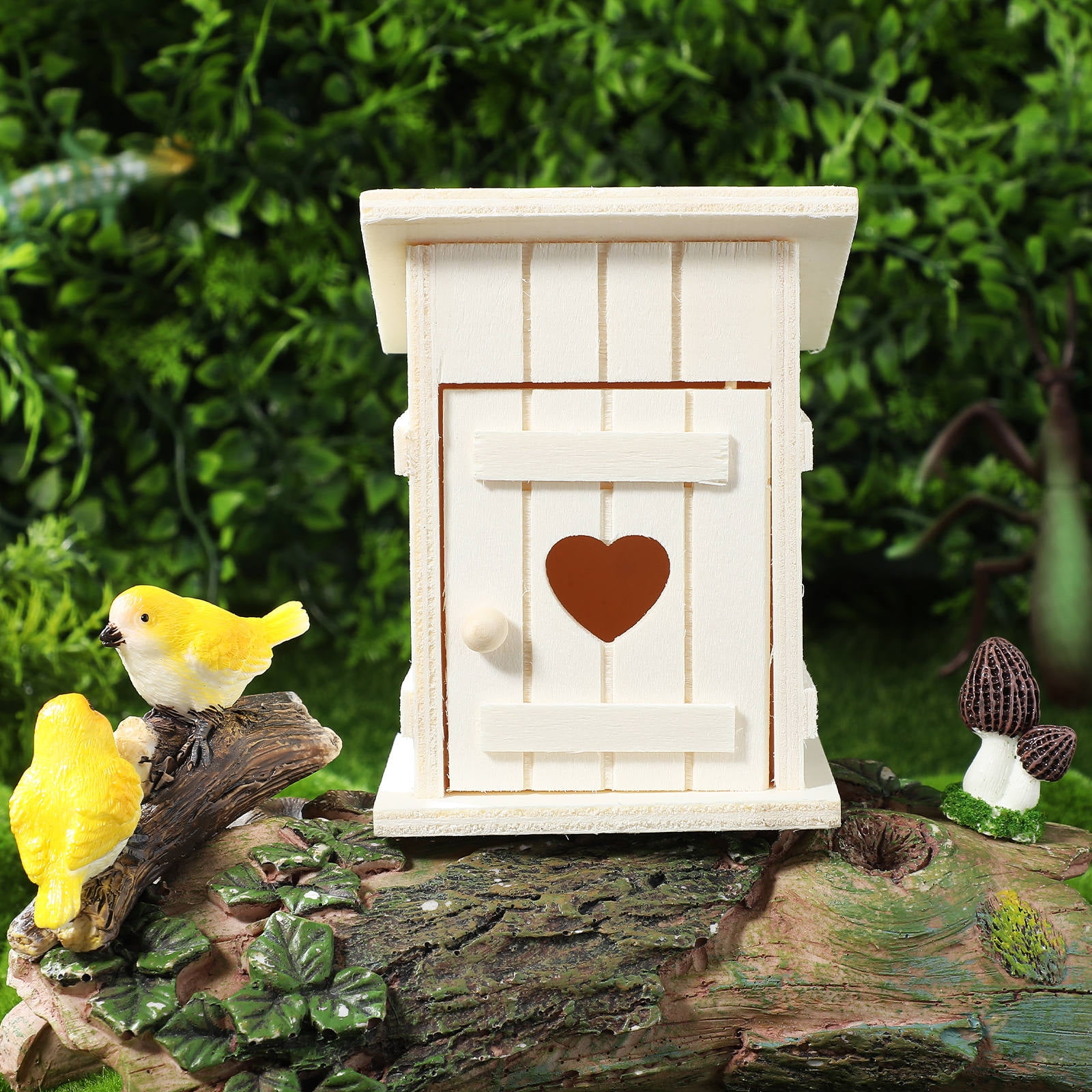 KAJNBN 1 Set Beige Wood Bird House for Pet Birds in Outdoor Space with ...