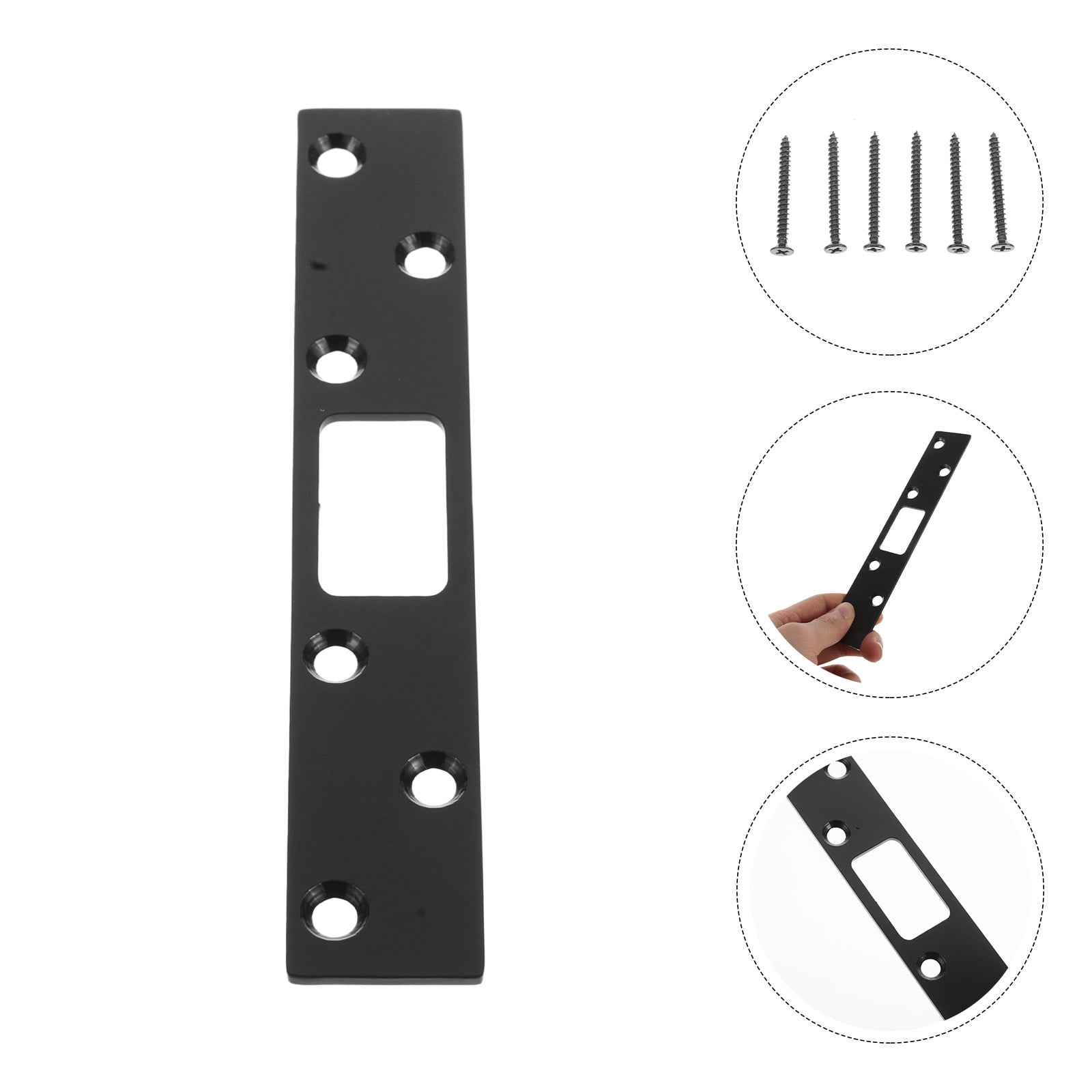 KAJNBN 1 Set Dead Bolt Strike Plates Home Security Solution Black Color ...