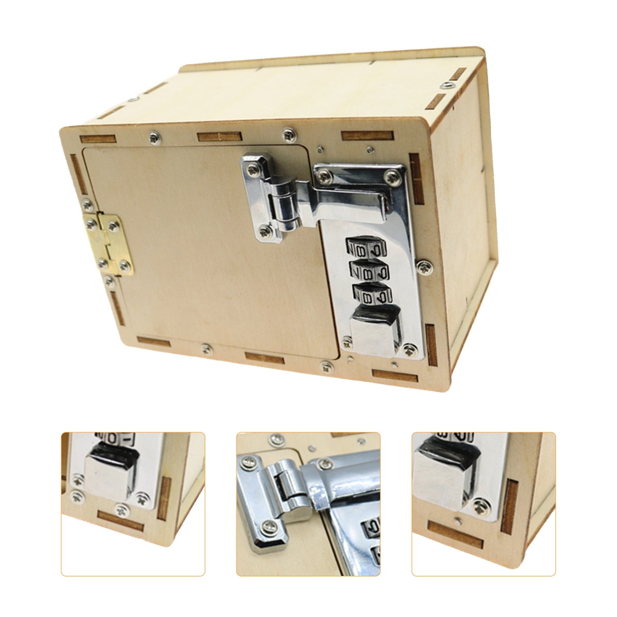 KAJNBN 1 Set Lock Box Toy For Diy Activity With Light Brown Wood Color ...