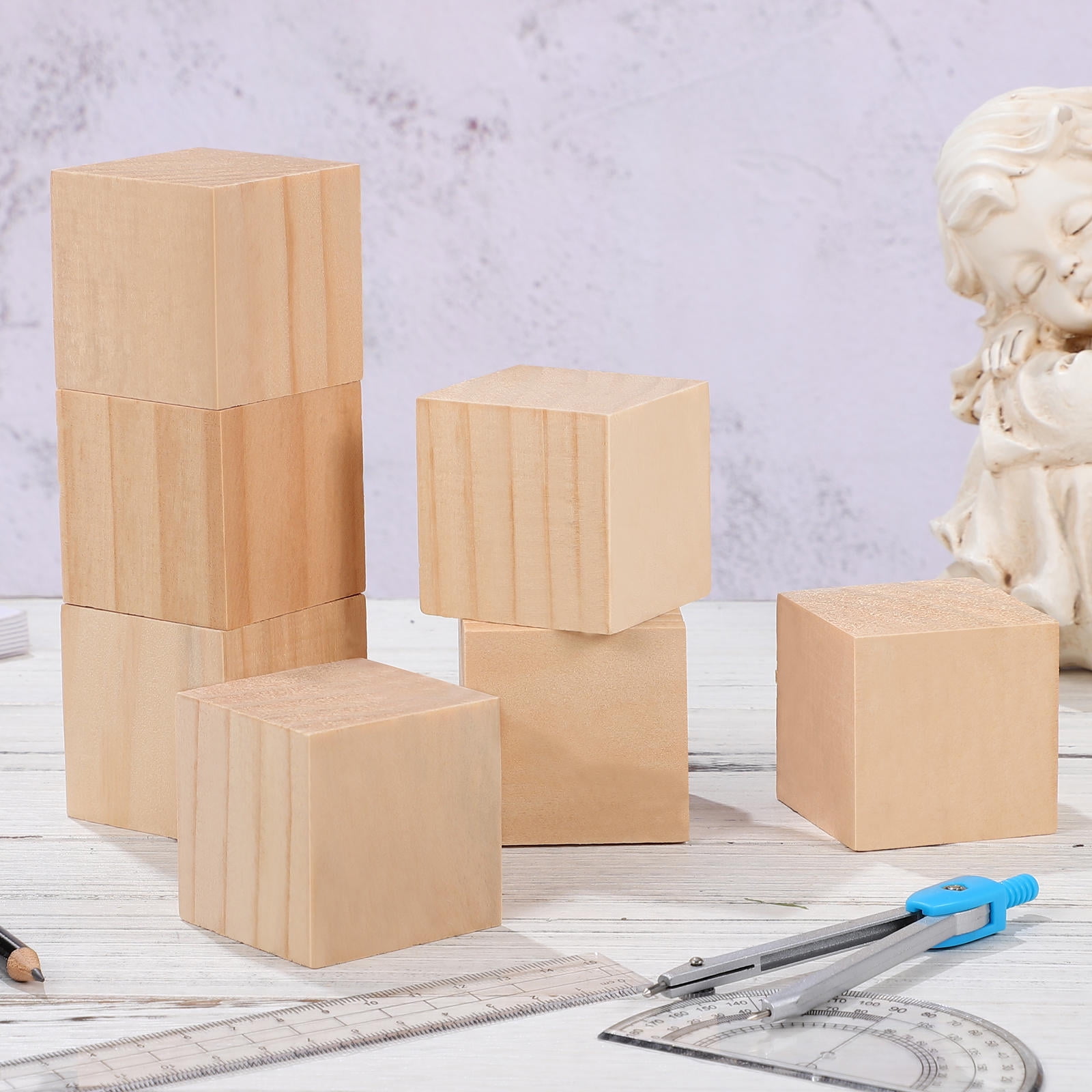 KAJNBN 10Pcs Wood Blocks for Craft and Diy Cube Chocolate Unfinished ...