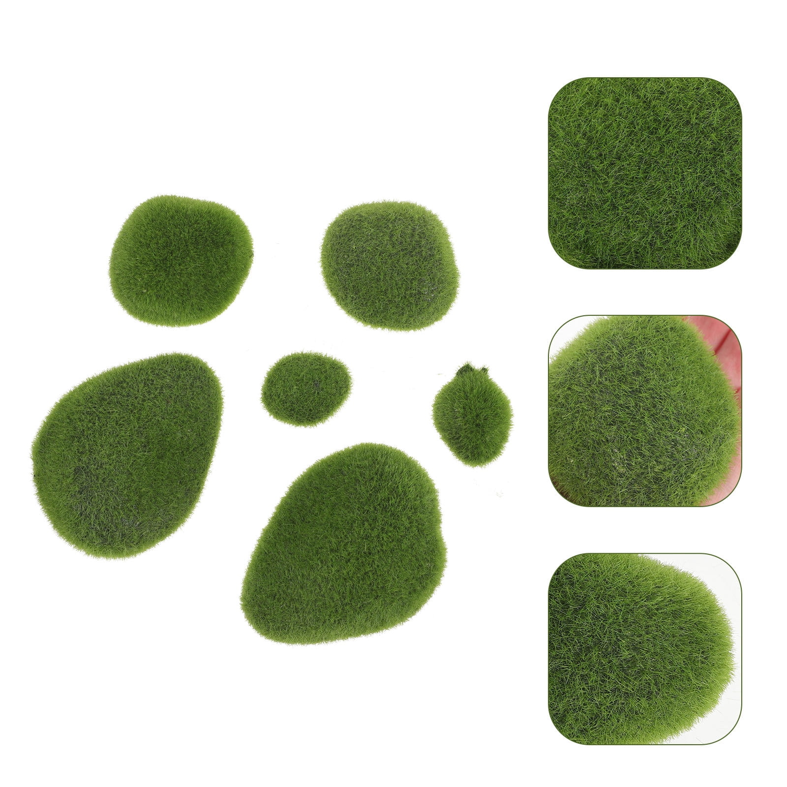 KAJNBN 11x9in Mossy Stone Decor Lifelike Moss Ornaments Green Foam ...